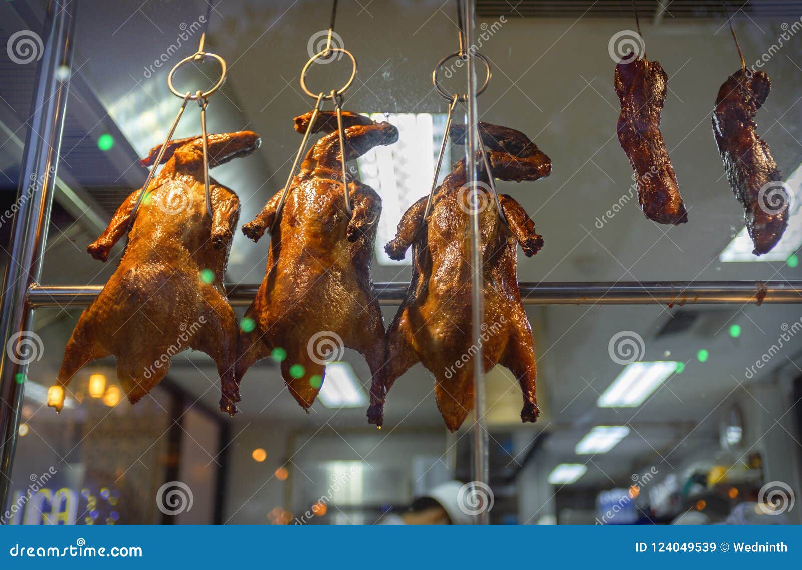 Rows of Roast Ducks on Display at a Chinese Restaurant Stock Image ...
