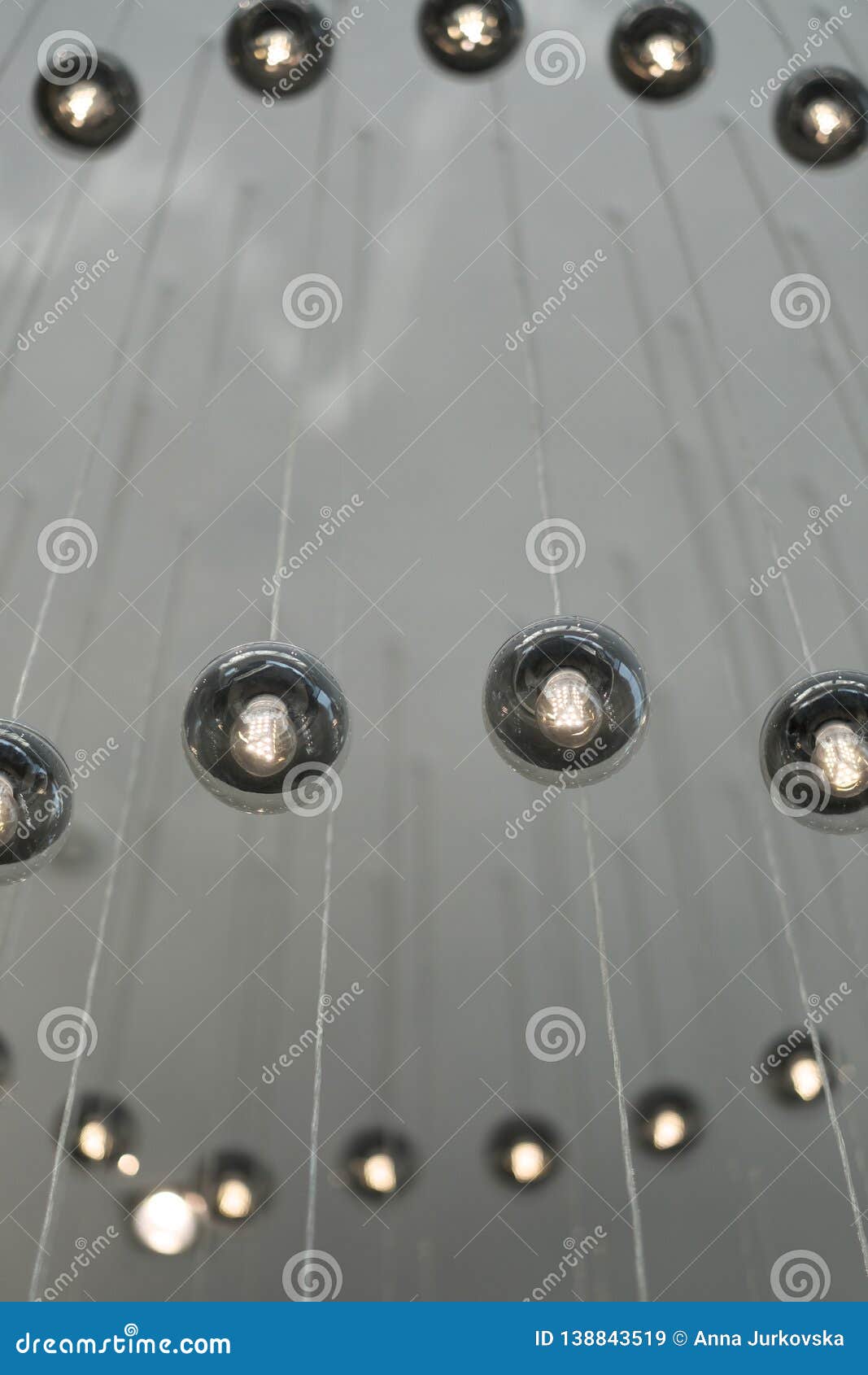 Rows of Round Decorative Lights Stock Image - Image of blurred, ceiling ...