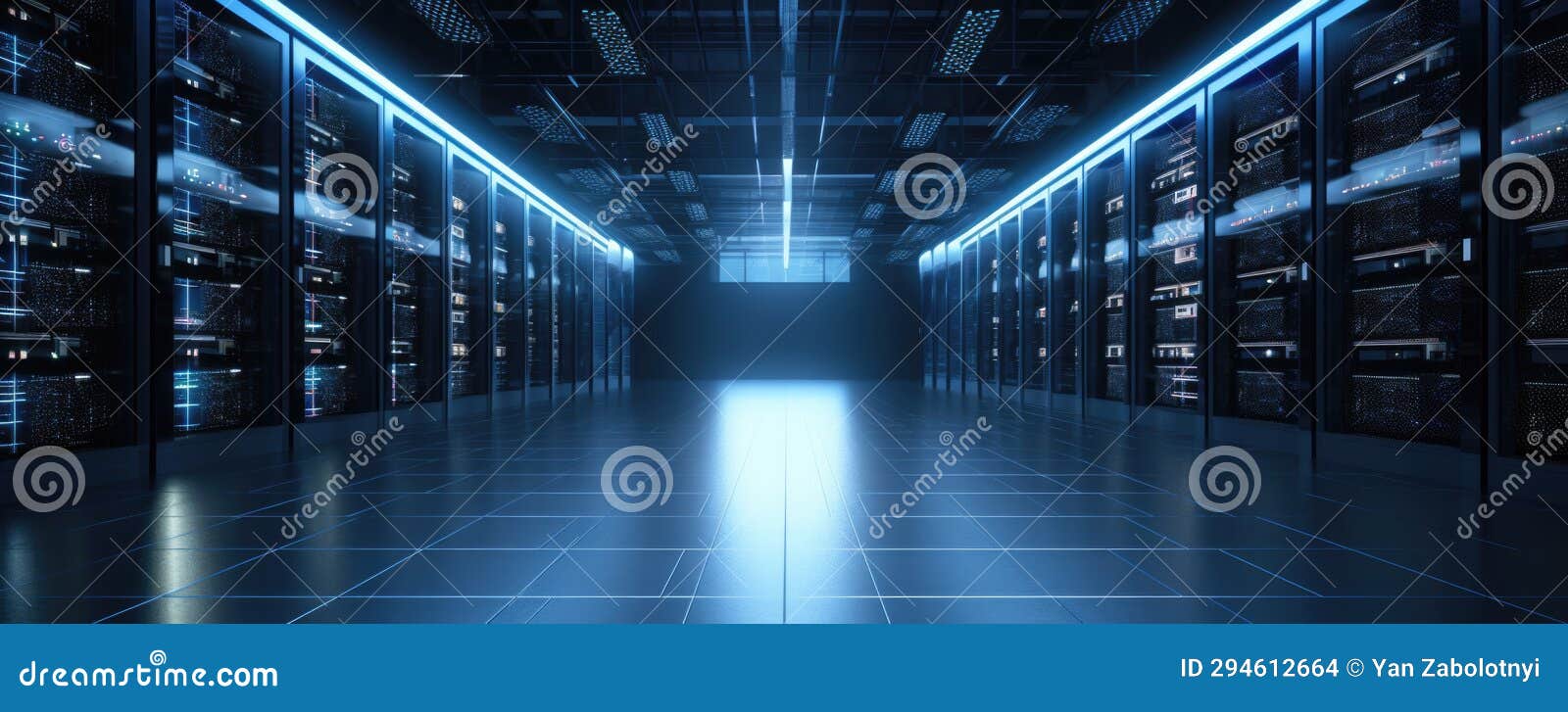 Rows upon Rows of Servers Standing Tall within the Data Center Stock ...