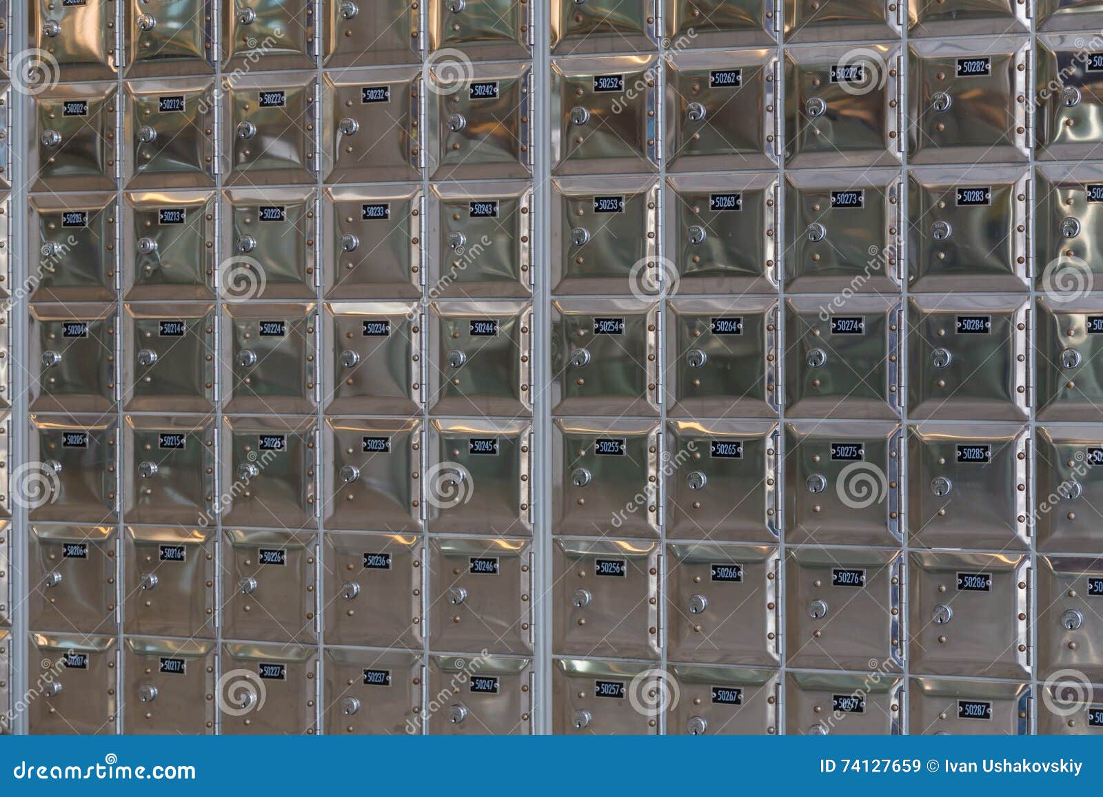 Rows of safe deposit boxes stock image. Image of secret - 74127659