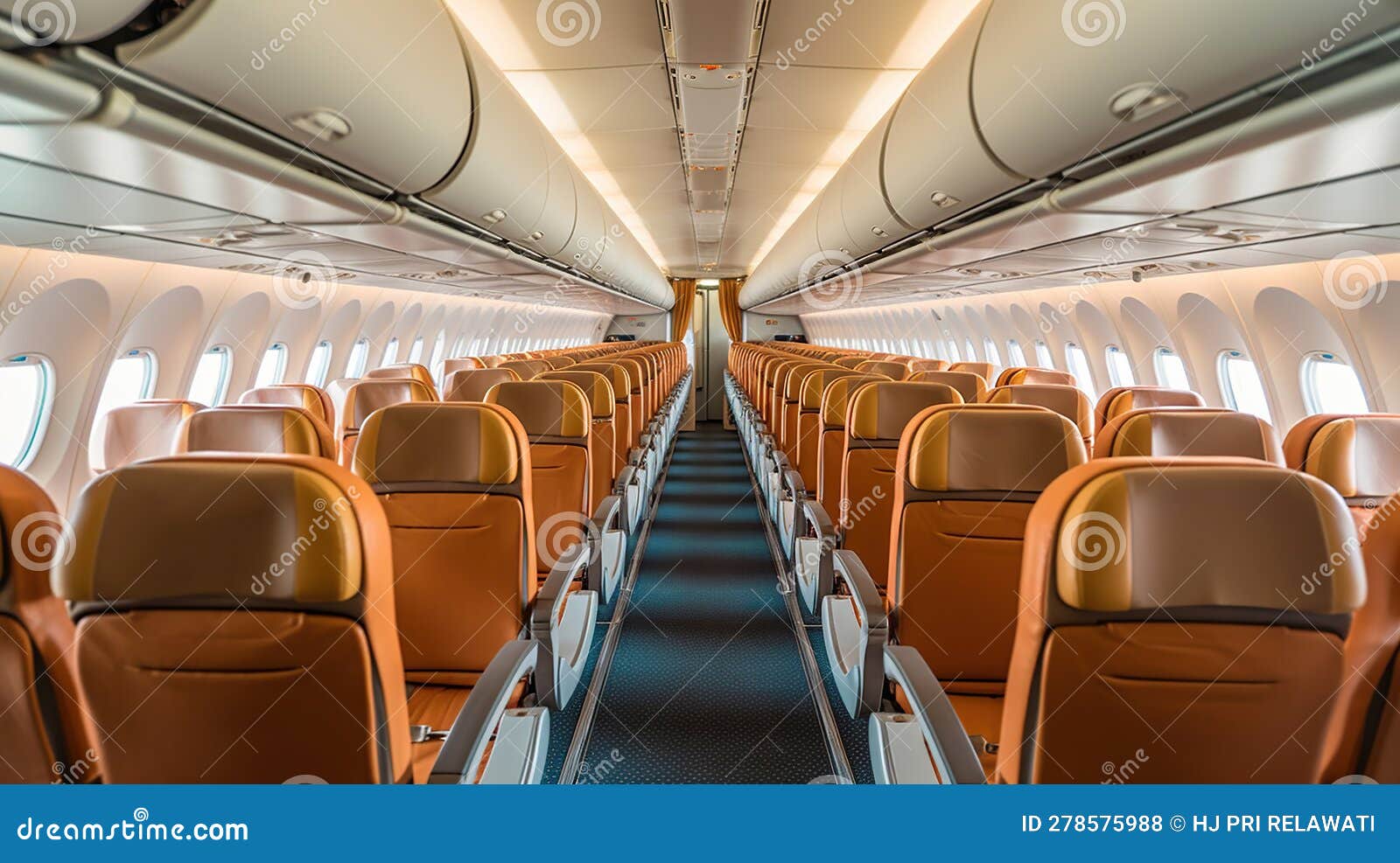 Rows of Seats in Airplane. Generative Ai Stock Illustration ...