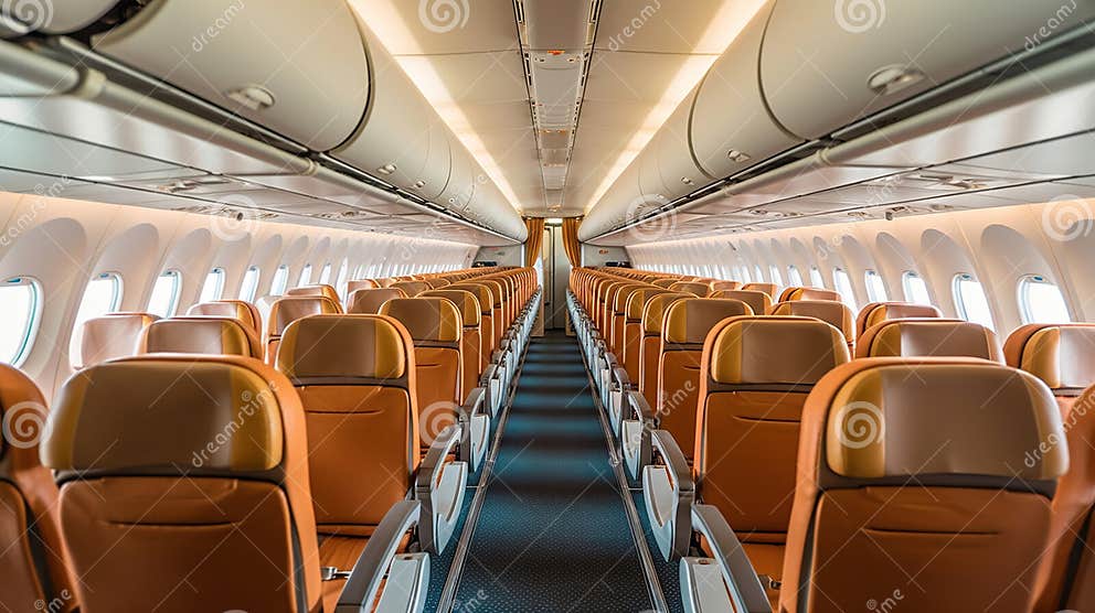 Rows of Seats in Airplane. Generative Ai Stock Illustration ...
