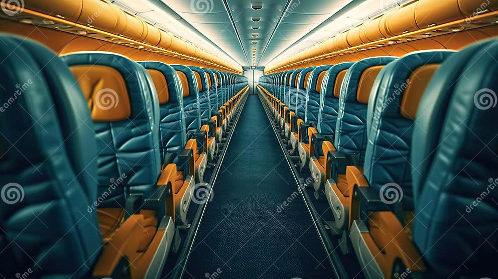Rows of Seats in Airplane. Generative Ai Stock Illustration ...