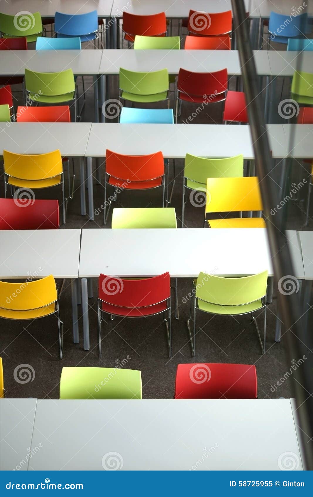 Rows of Seats with Colorful Chairs Stock Image - Image of educational ...