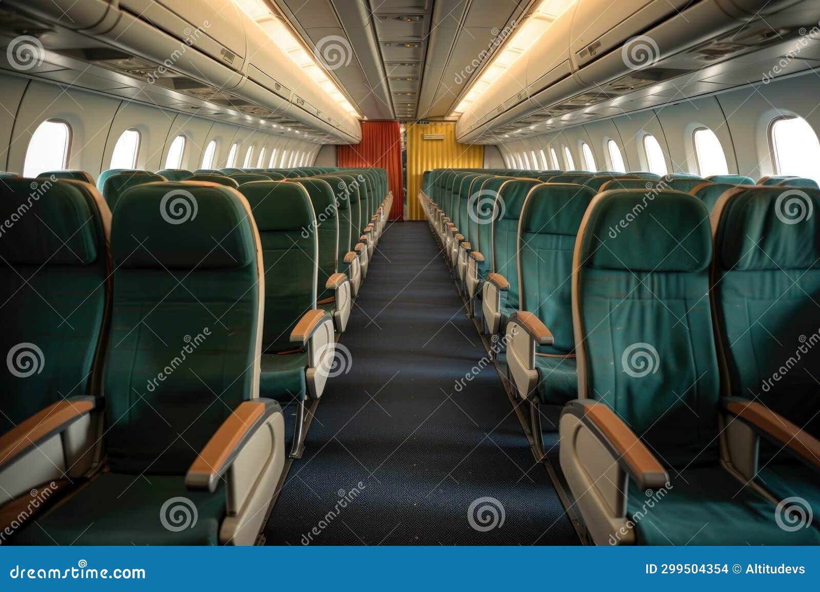 Rows of Seats Inside an Empty Commercial Aircraft Stock Photo - Image ...