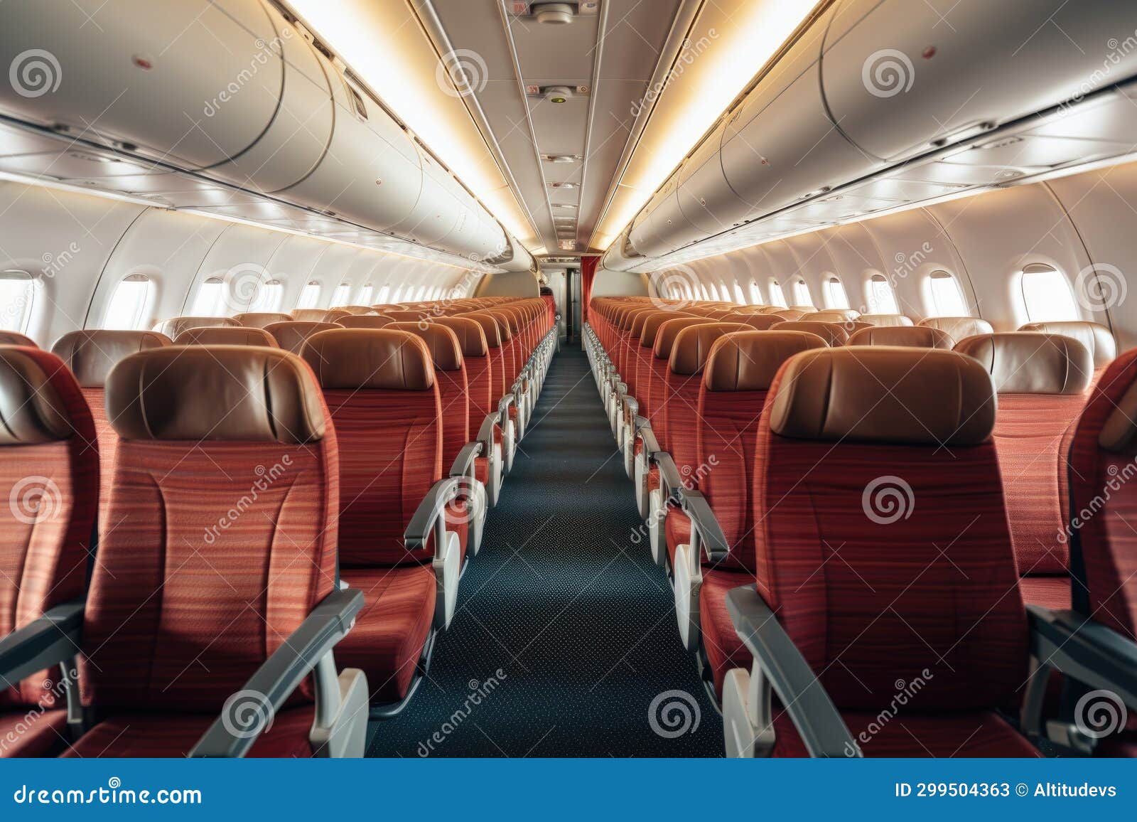 Rows of Seats Inside an Empty Commercial Airplane Stock Image - Image ...