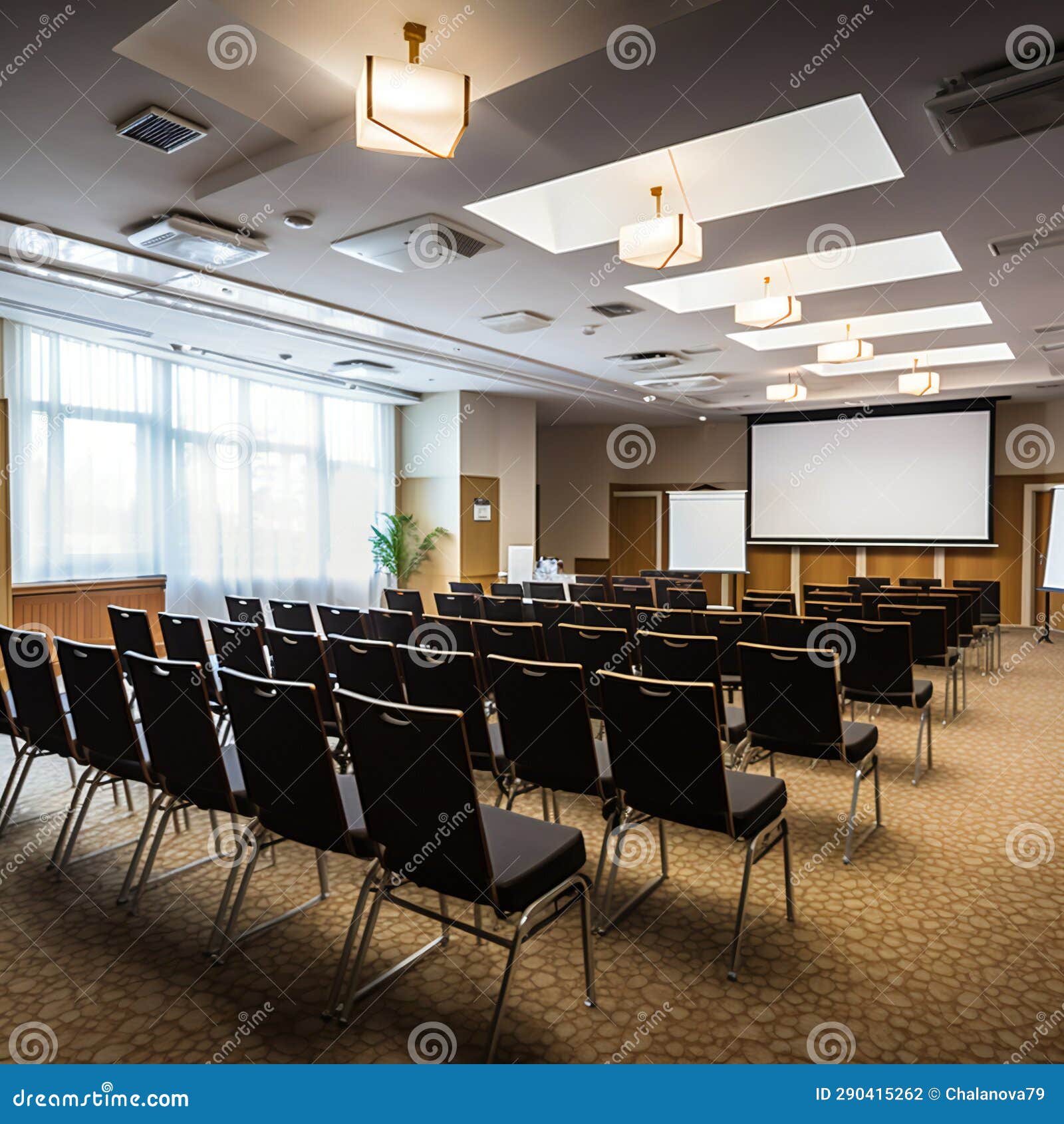 Rows of Seats in Interior of Modern Empty Conference Hall for Business ...