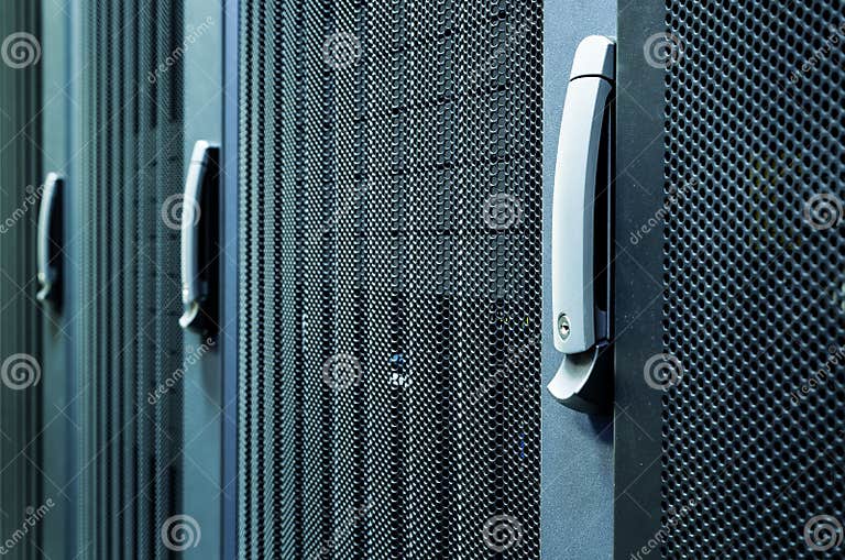 Rows of Server Hardware Box Server Rack in Data Center Server Room ...