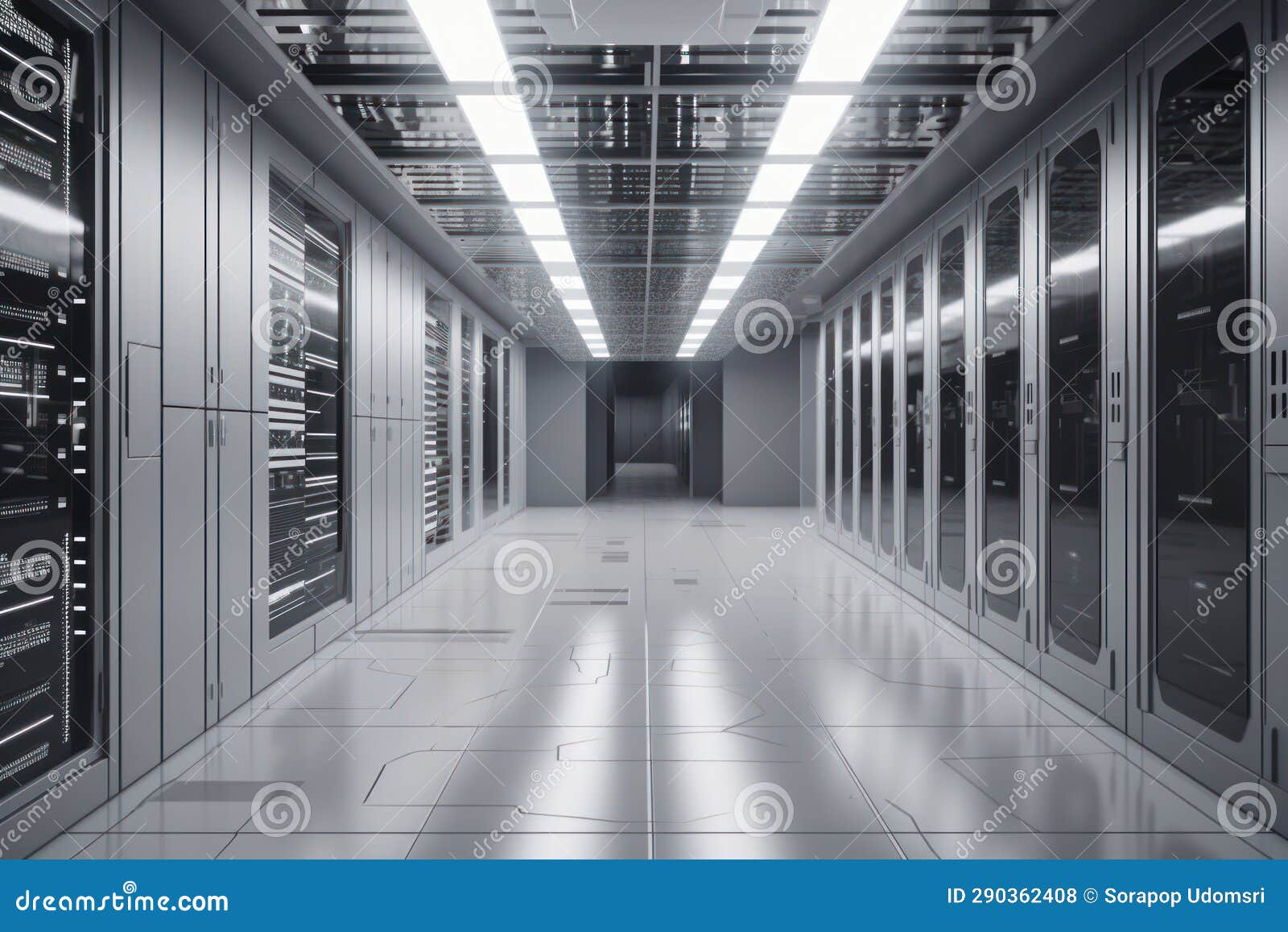 Rows of Server Racks in a Data Center Hallway Stock Photo - Image of ...
