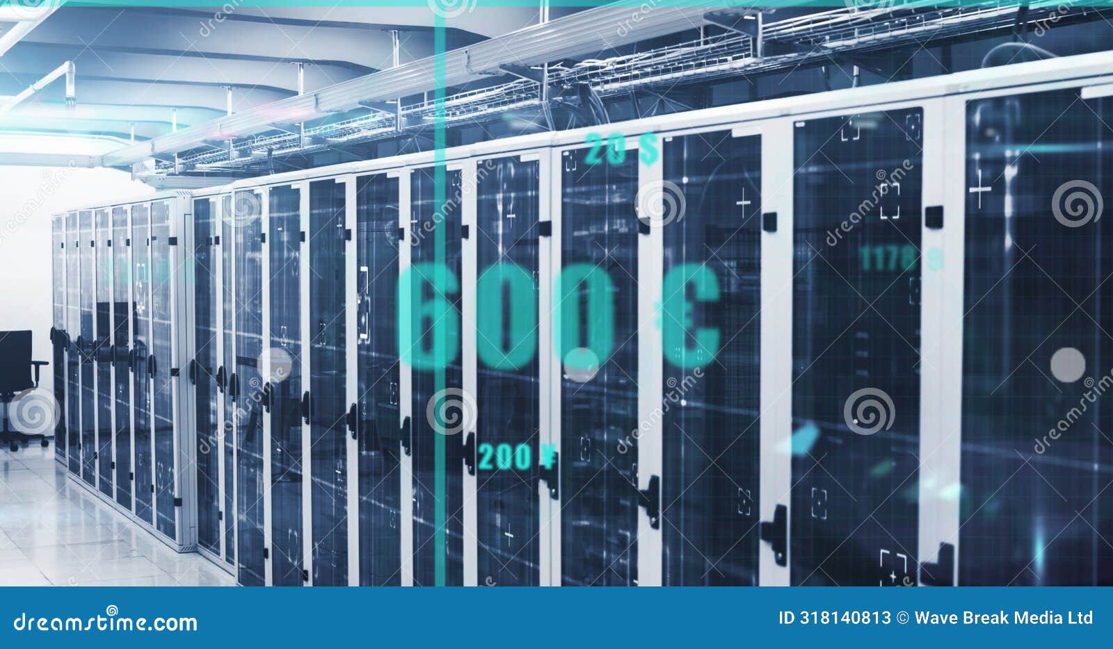 Rows of Server Racks are Filling Up Large Data Center Stock ...