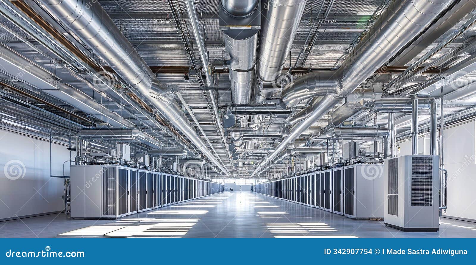 Rows of Server Racks with Intricate Ventilation System in a Modern Data ...