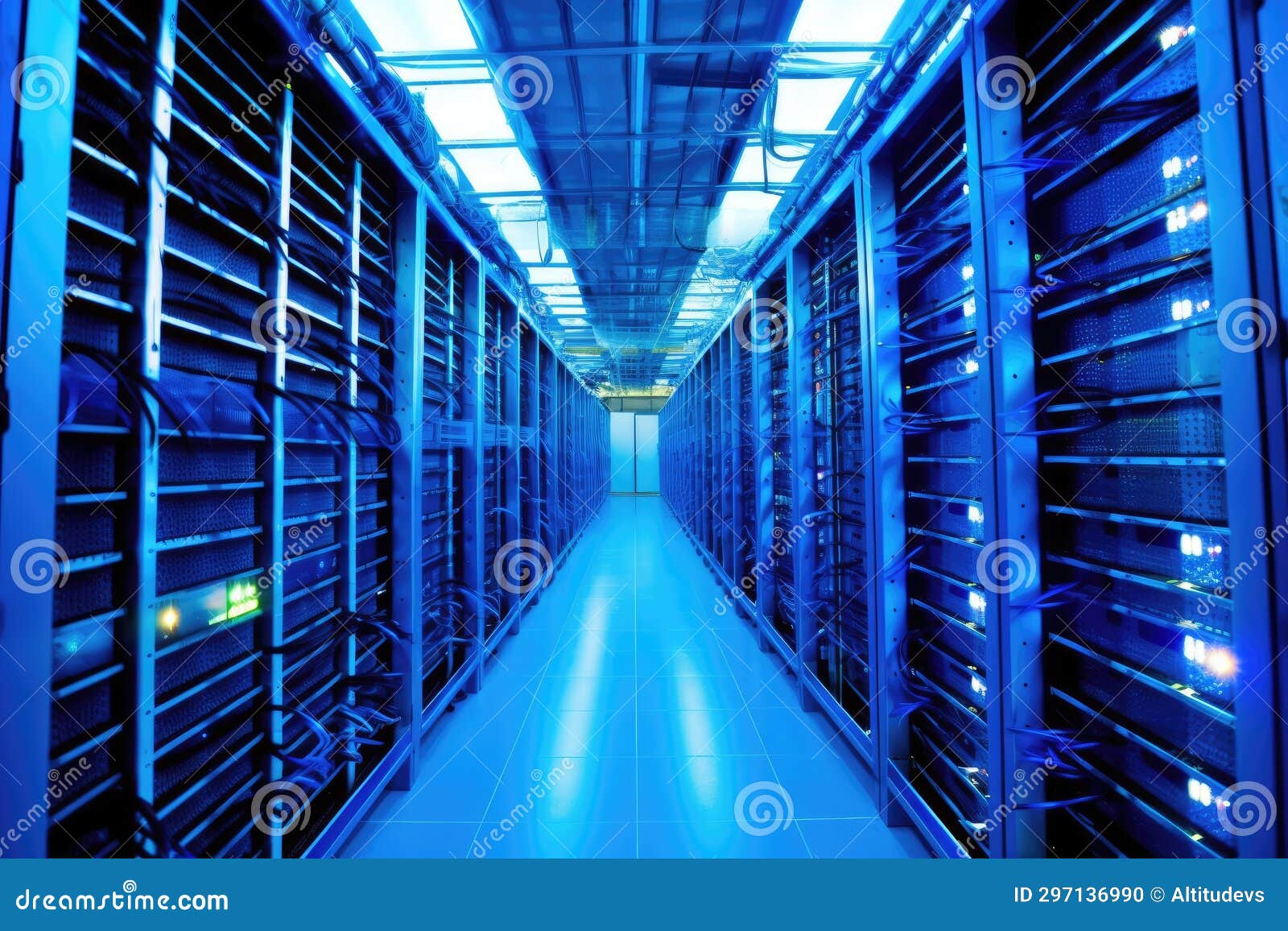 Rows of Servers in Data Center Stock Photo - Image of network, data ...