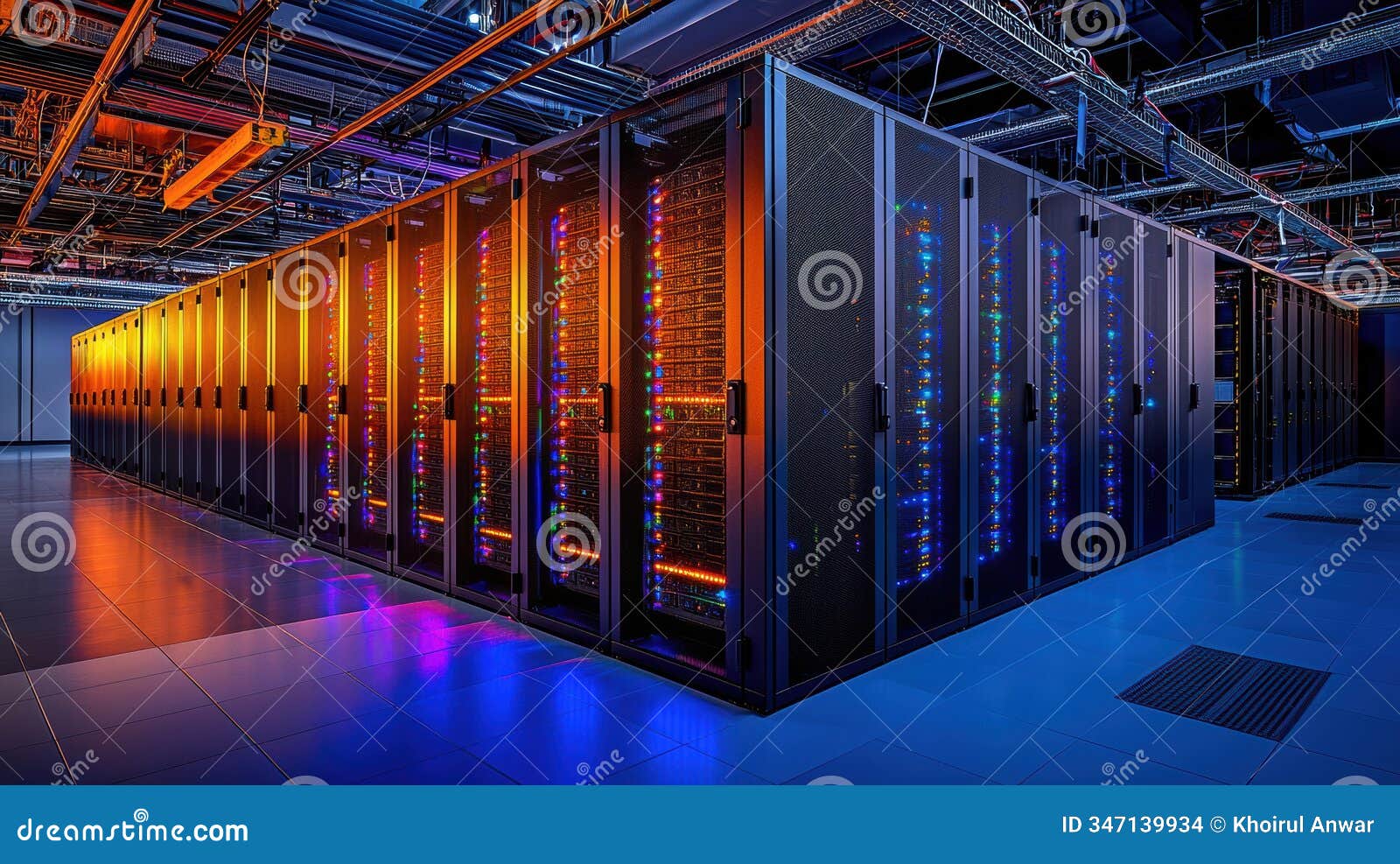 Rows of Servers in a Data Center Illustrating the Digital ...