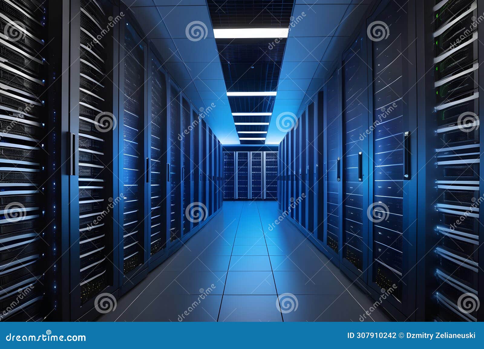Rows of Servers in a Data Center Stock Illustration - Illustration of ...