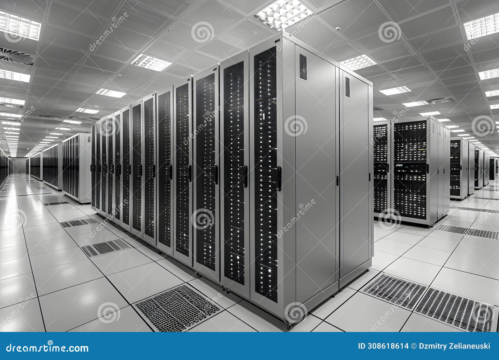 Rows of Servers in a Large Data Center Stock Photo - Image of ...