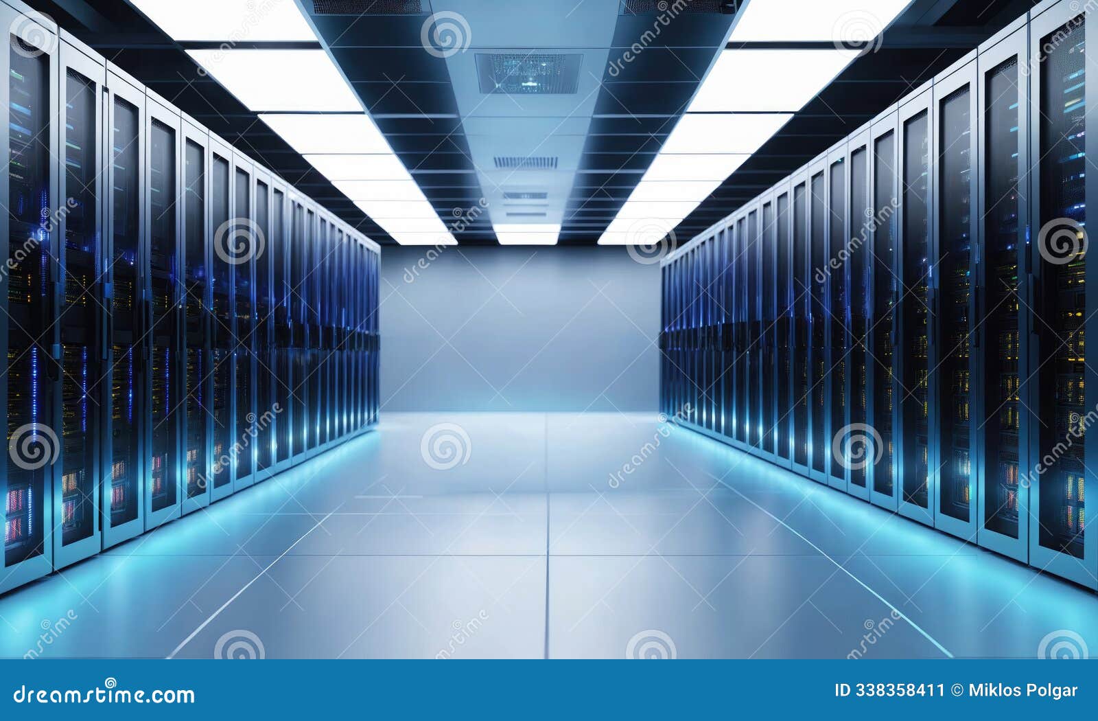 Rows of Servers Line the Hallway of a Modern Data Center Stock Image ...