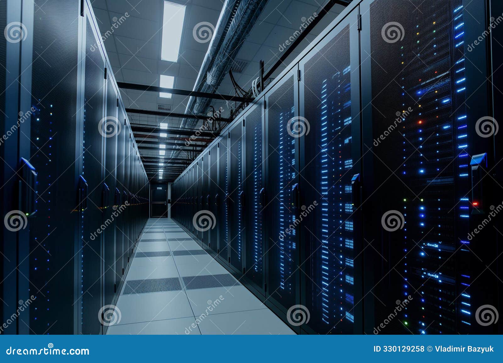 Rows of Servers in a Modern Data Center. Technology, Storage, and Cloud ...