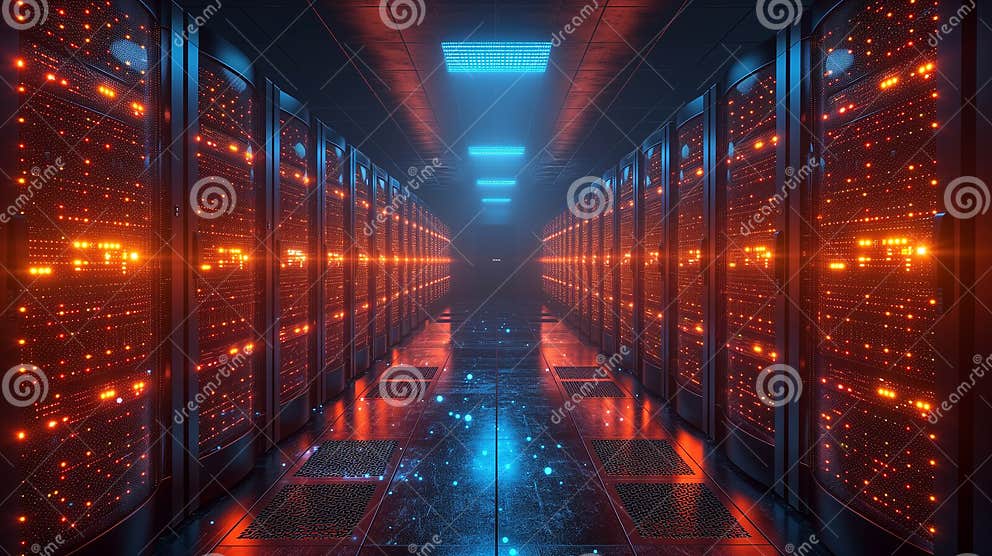 Rows of Servers Symbolizing Data Security and Future of Information ...
