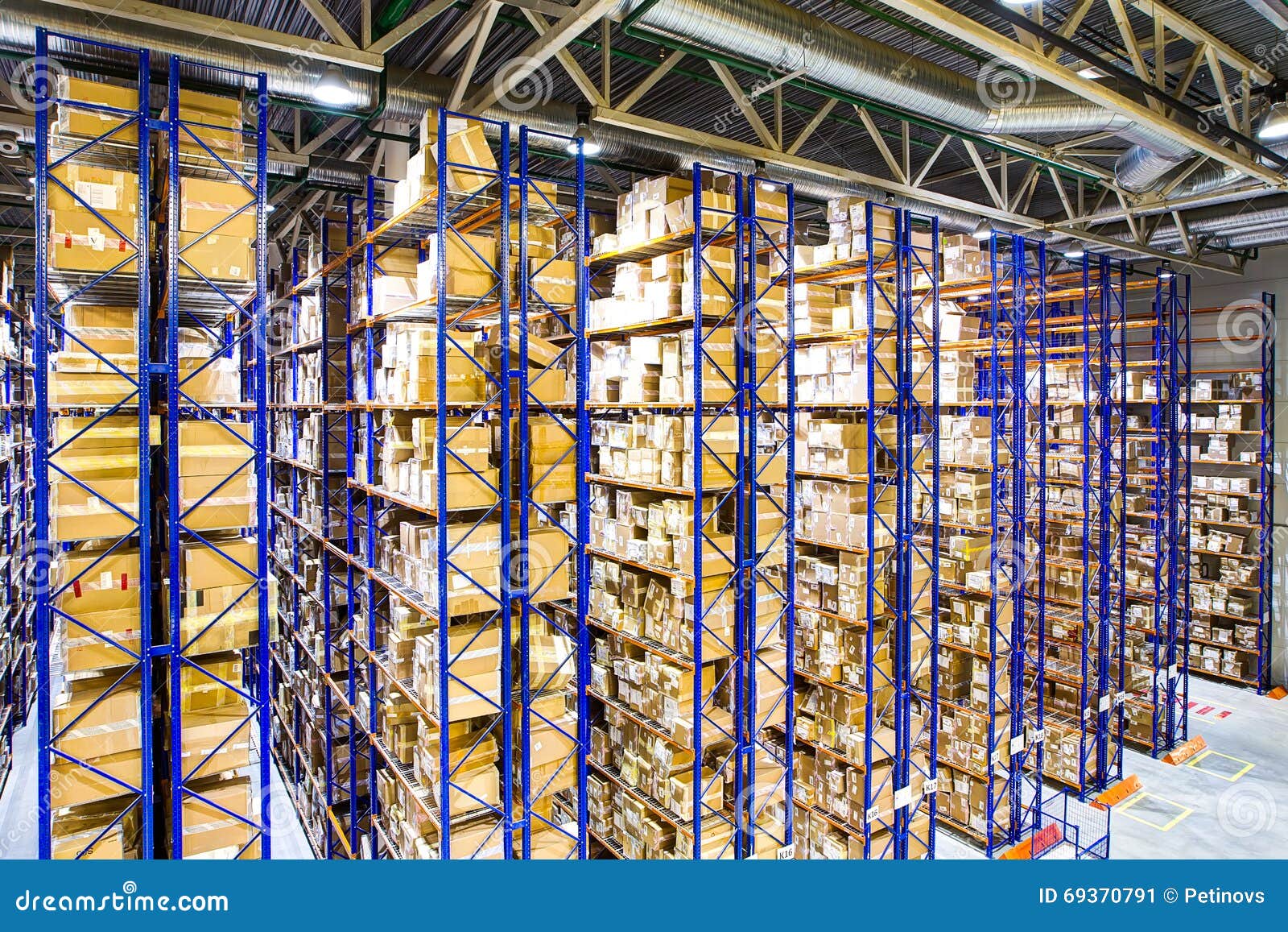 Rows of shelves with boxes stock image. Image of dock - 69370791