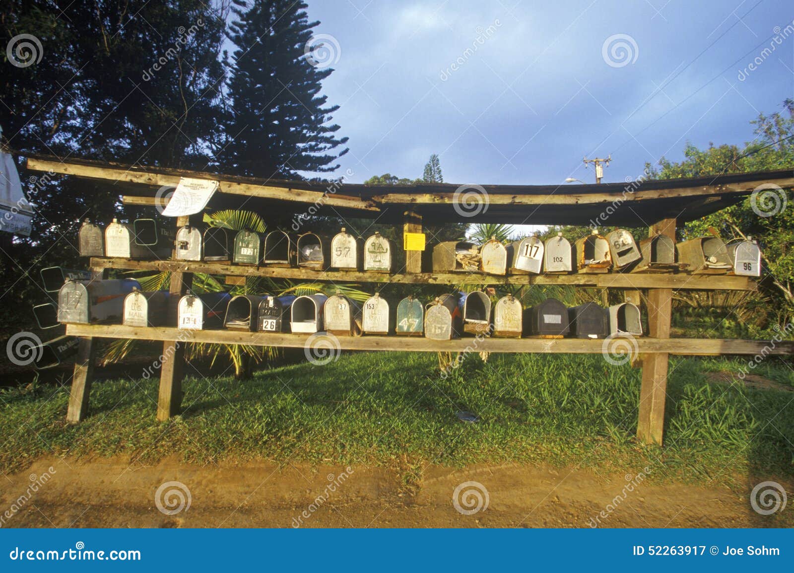 Rows and Shelves of Residential Mailboxes, Rural Setting Maui, Hawaii ...