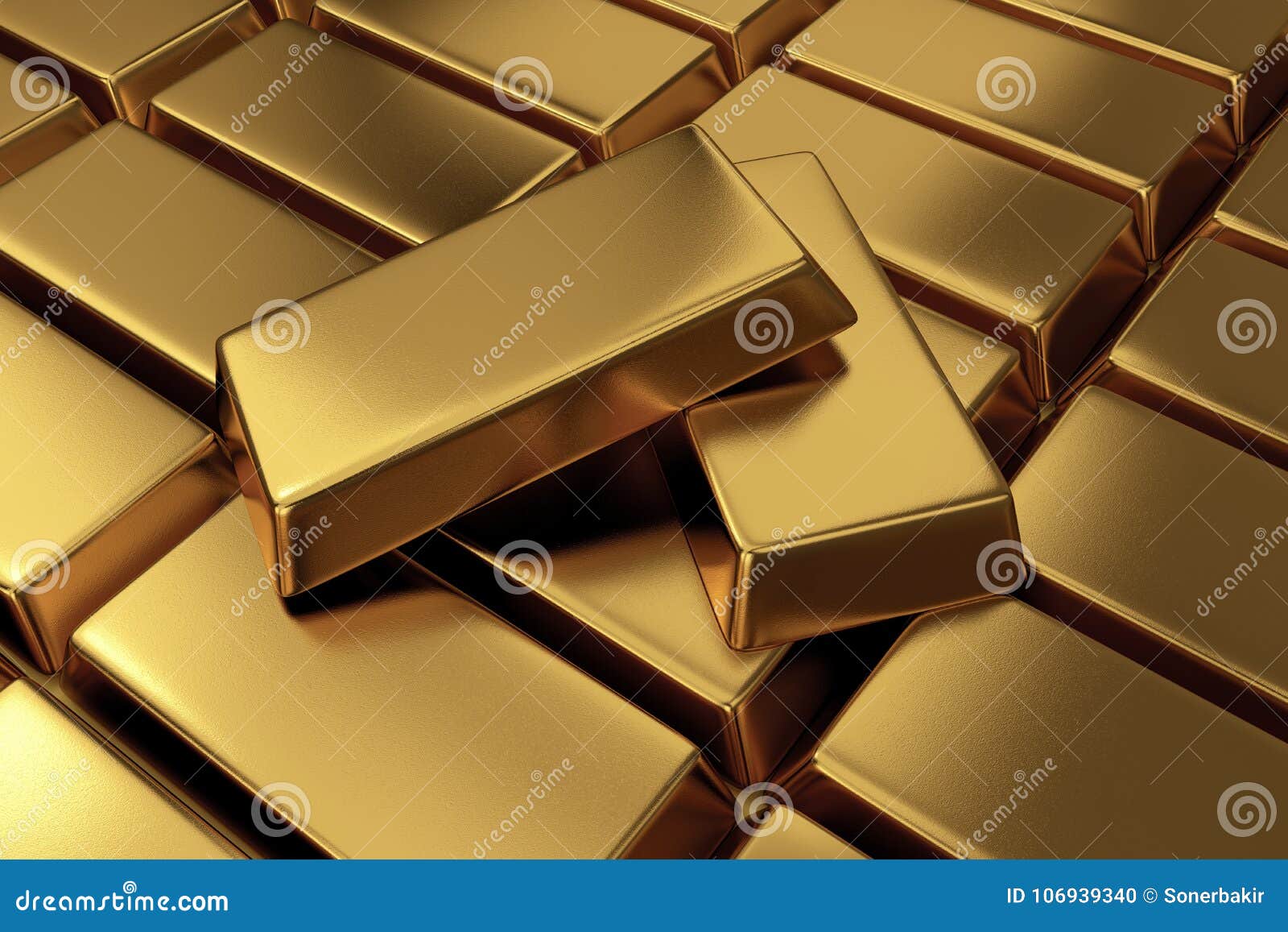 Rows of Shiny Gold Bars Background,3d Rendering Stock Illustration ...