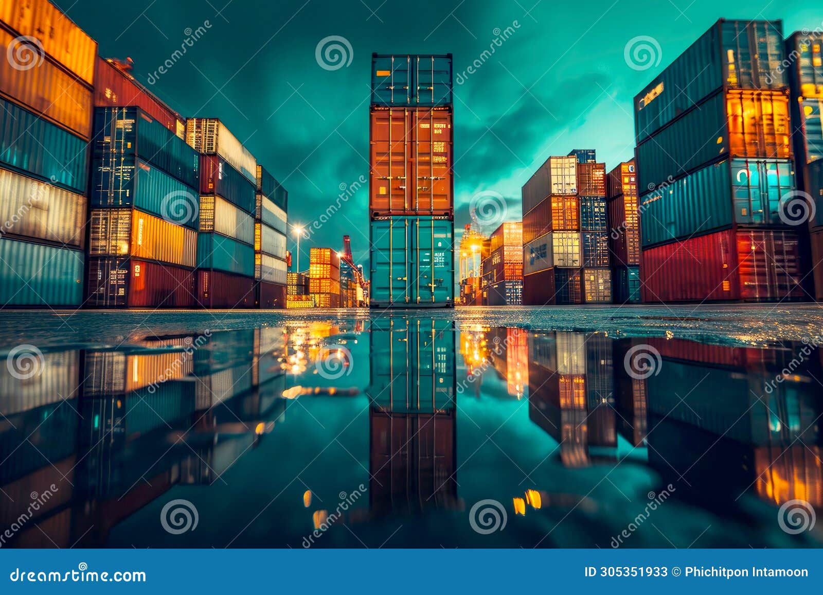 Rows of Shipping Containers in Different Colors. Transport Business ...