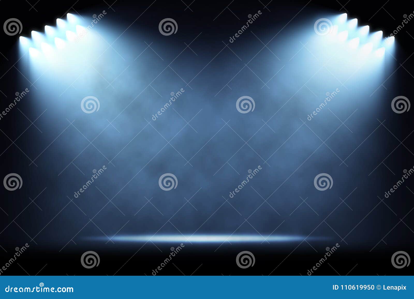 Rows of Side Spotlights Illuminating Empty Stage Stock Illustration ...