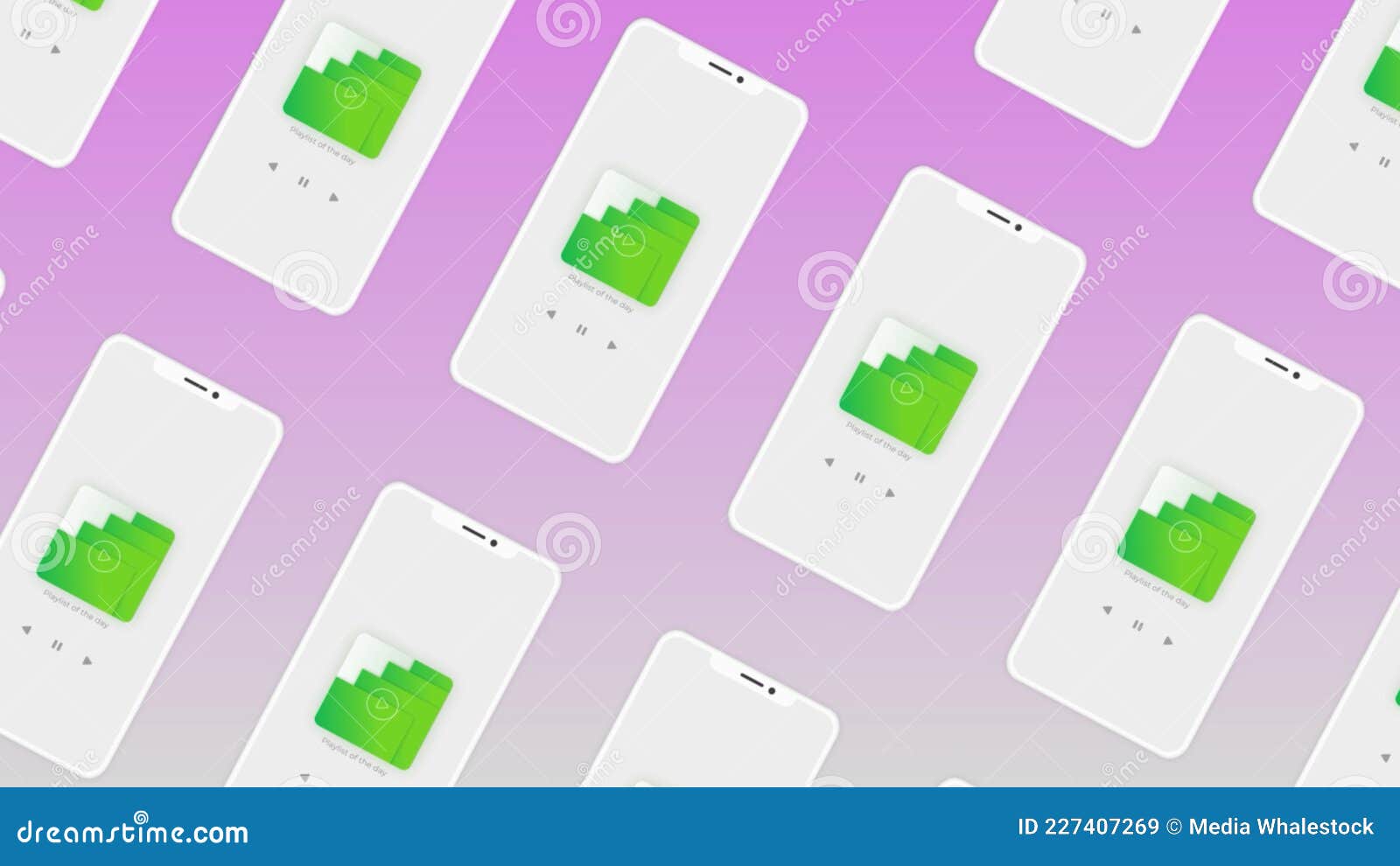 Rows of Smartphone with a Folder Icons on Each Screen. Motion ...