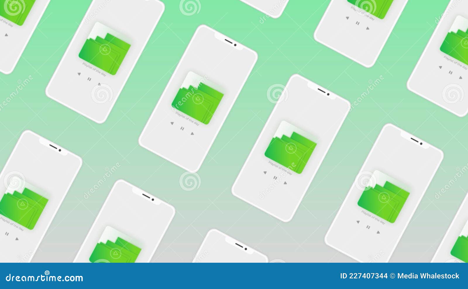 Rows of Smartphone with a Folder Icons on Each Screen. Motion ...