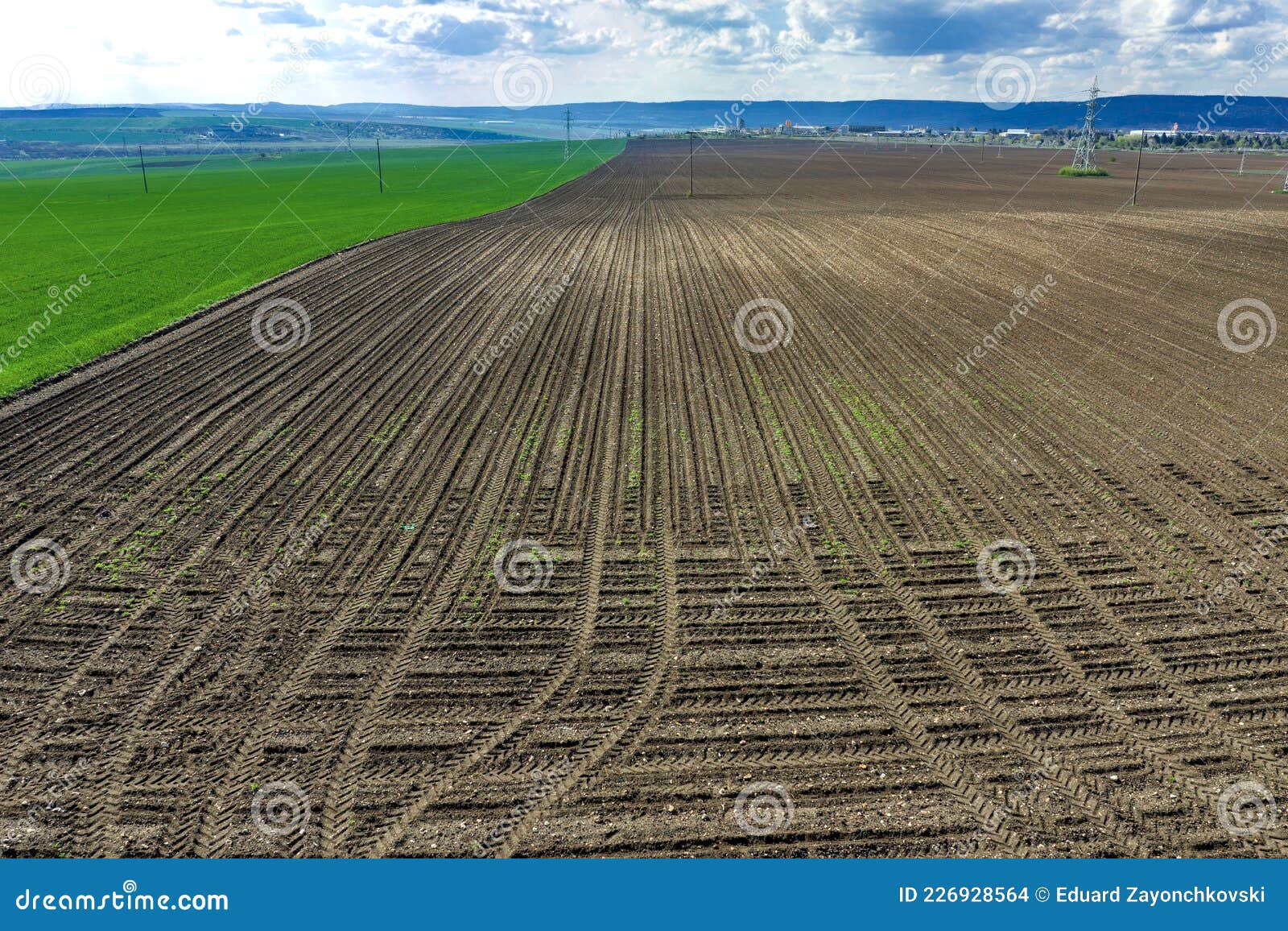 Soil after Plowing with Traces of Tires. Horizontal View with ...