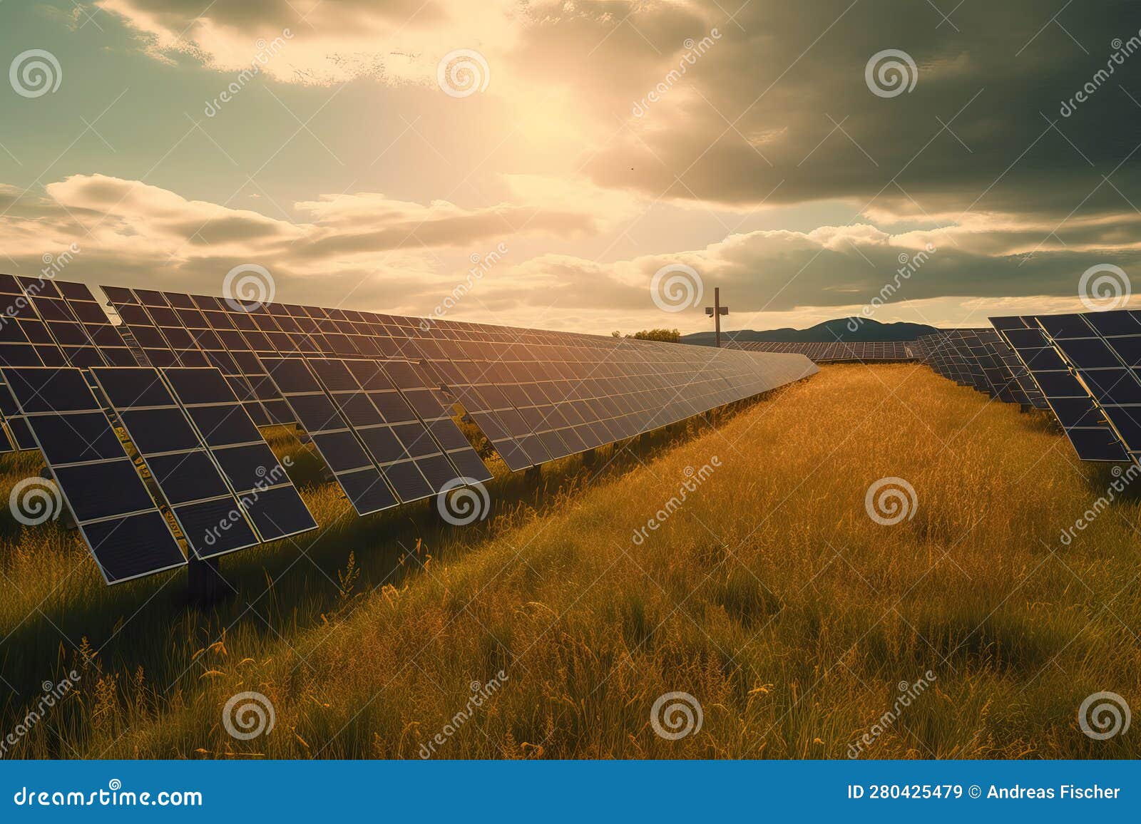 Rows of Solar Panels Installed on a Field. Stock Illustration ...