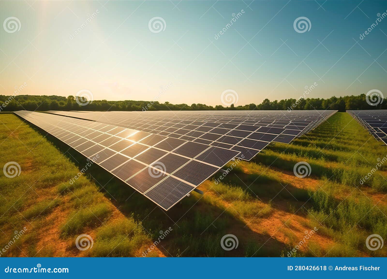 Rows of Solar Panels Installed on a Field. Stock Illustration ...