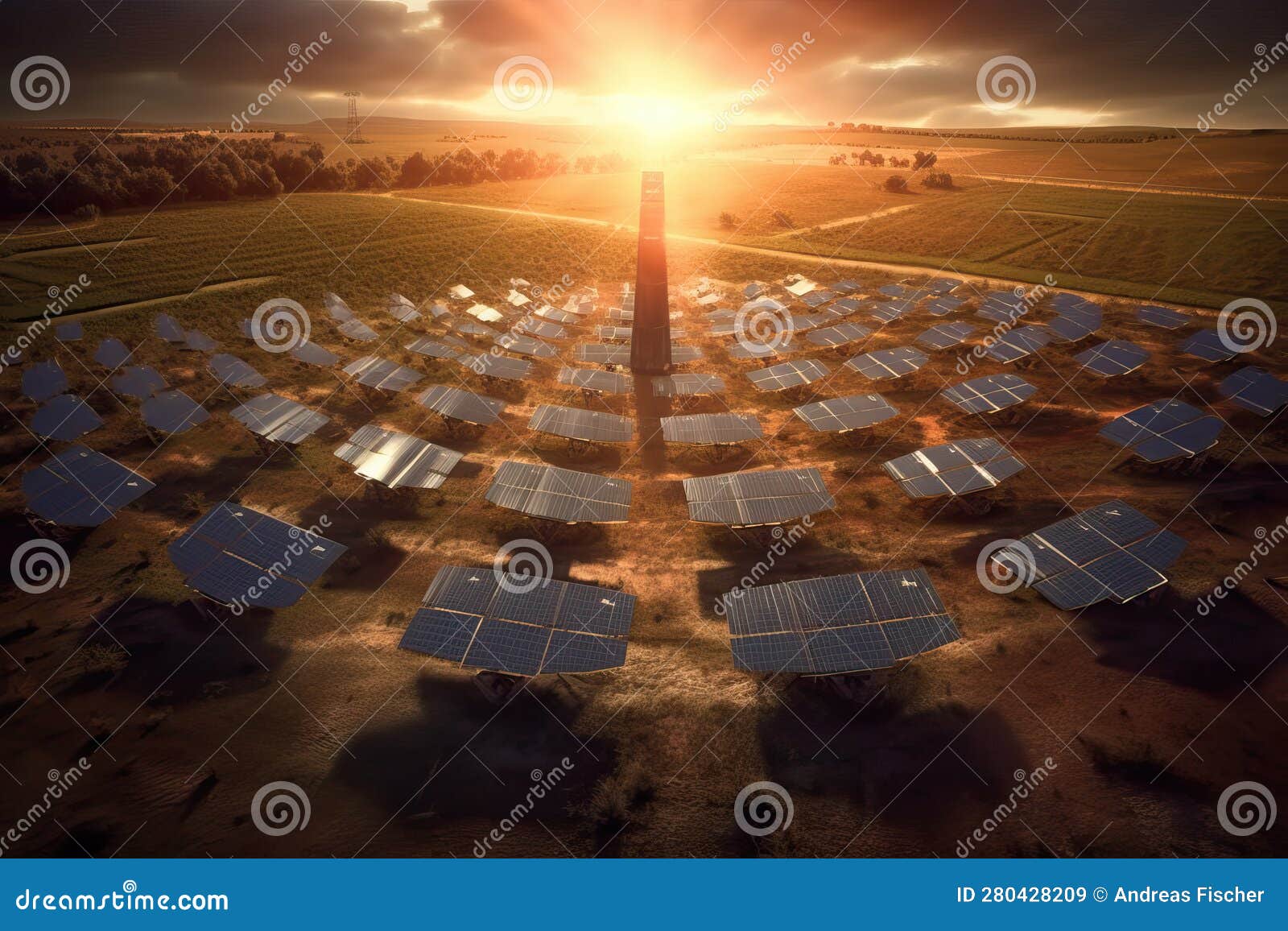 Rows of Solar Panels Installed on a Field. Stock Illustration ...