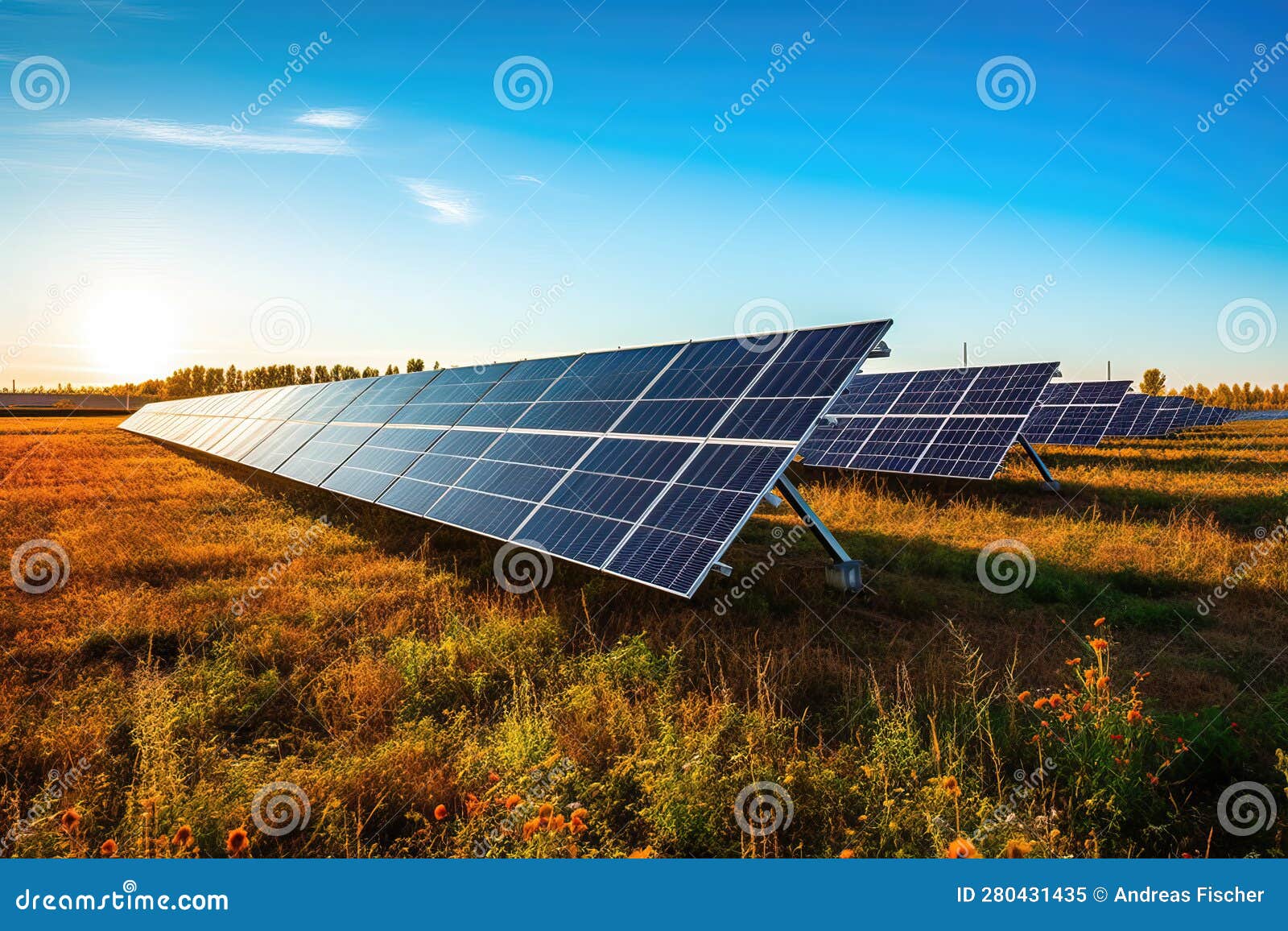 Rows of Solar Panels Installed on a Field. Stock Illustration ...