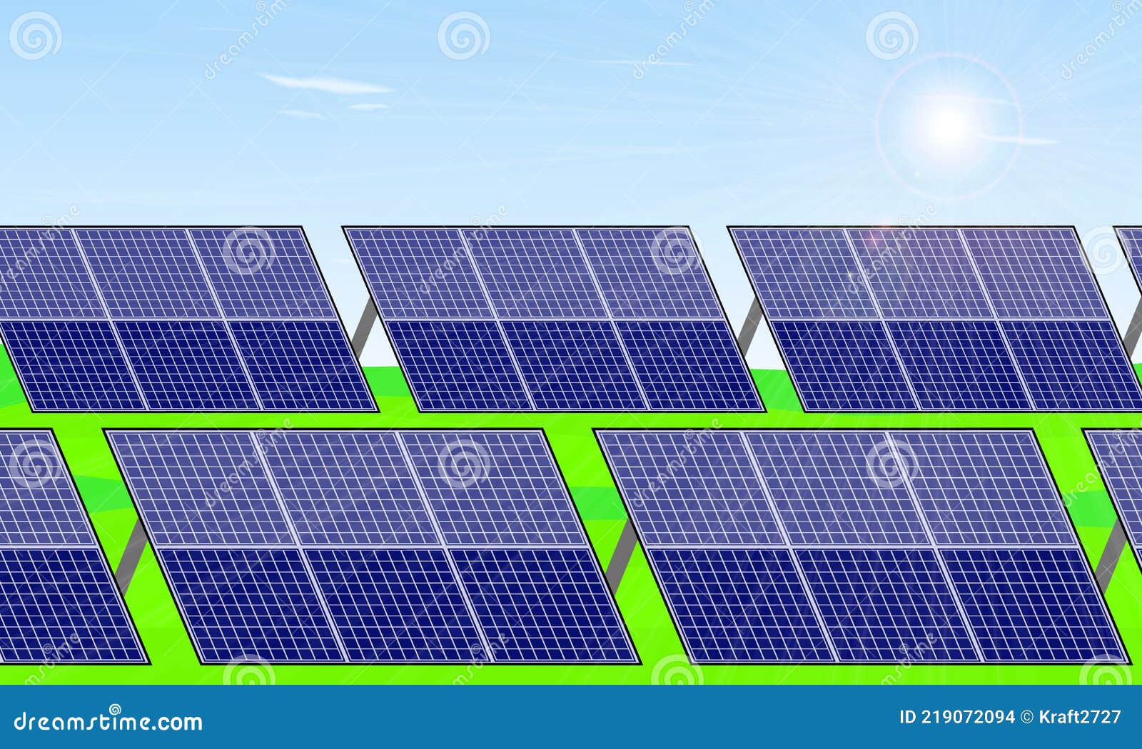 Rows of Solar Panels Installed in a Field Stock Vector - Illustration ...