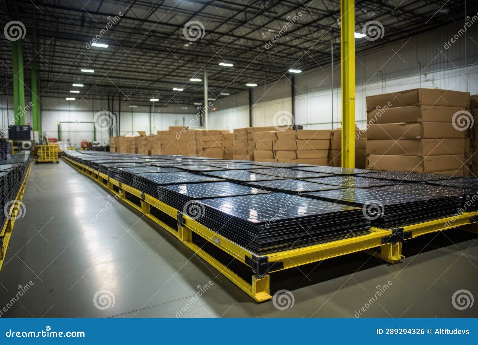 Rows of Solar Panels Ready for Packaging and Shipment Stock ...