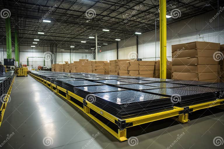 Rows of Solar Panels Ready for Packaging and Shipment Stock ...