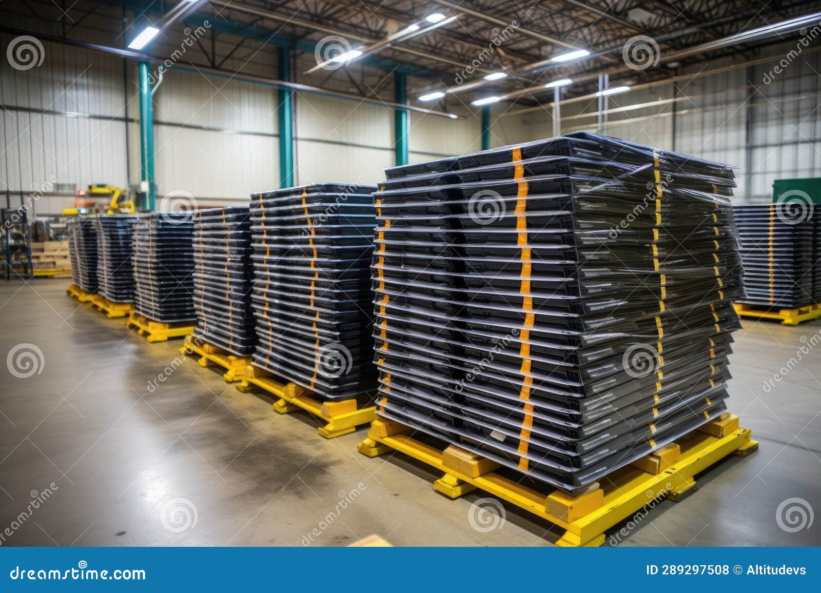 Rows of Solar Panels Ready for Packaging and Shipment Stock Photo ...