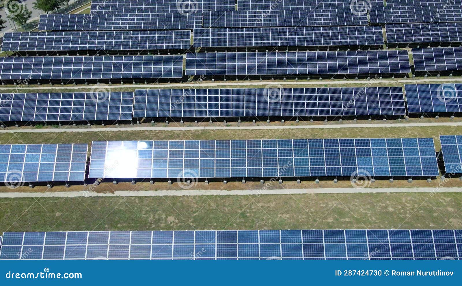 Rows of Solar Panels with Reflections of the Sun Stock Footage - Video ...