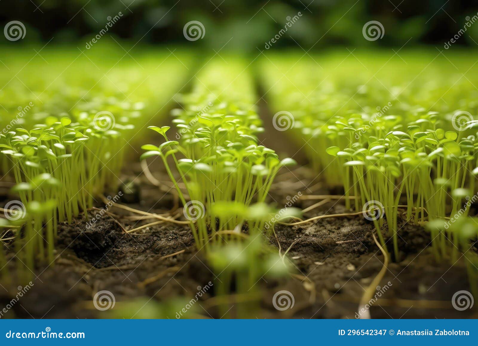 Rows Of Sprouted Sprouts Growing Uniformly In Perfect Alignment ...