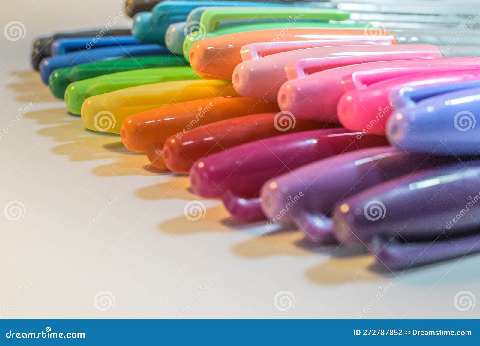 Rows of Stacked Colour Markers. Stock Photo - Image of studio ...
