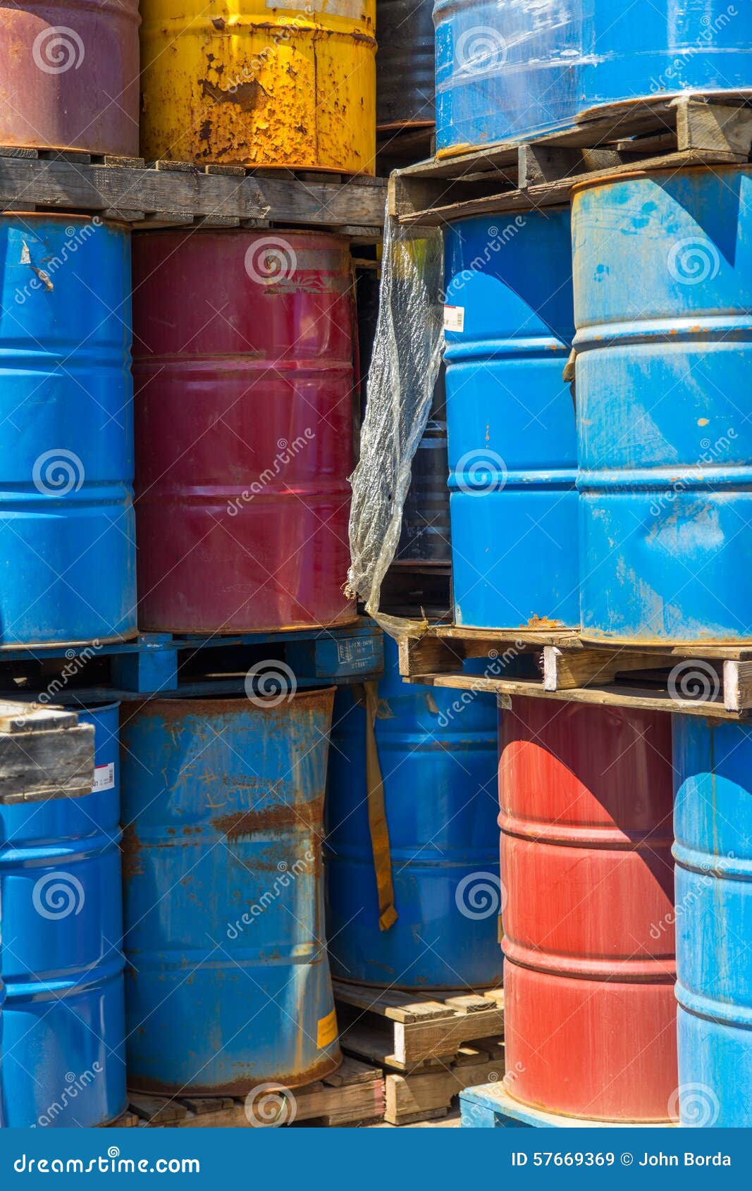 Rows of Stacked Oil Barrels Stock Image - Image of safety, recycling ...