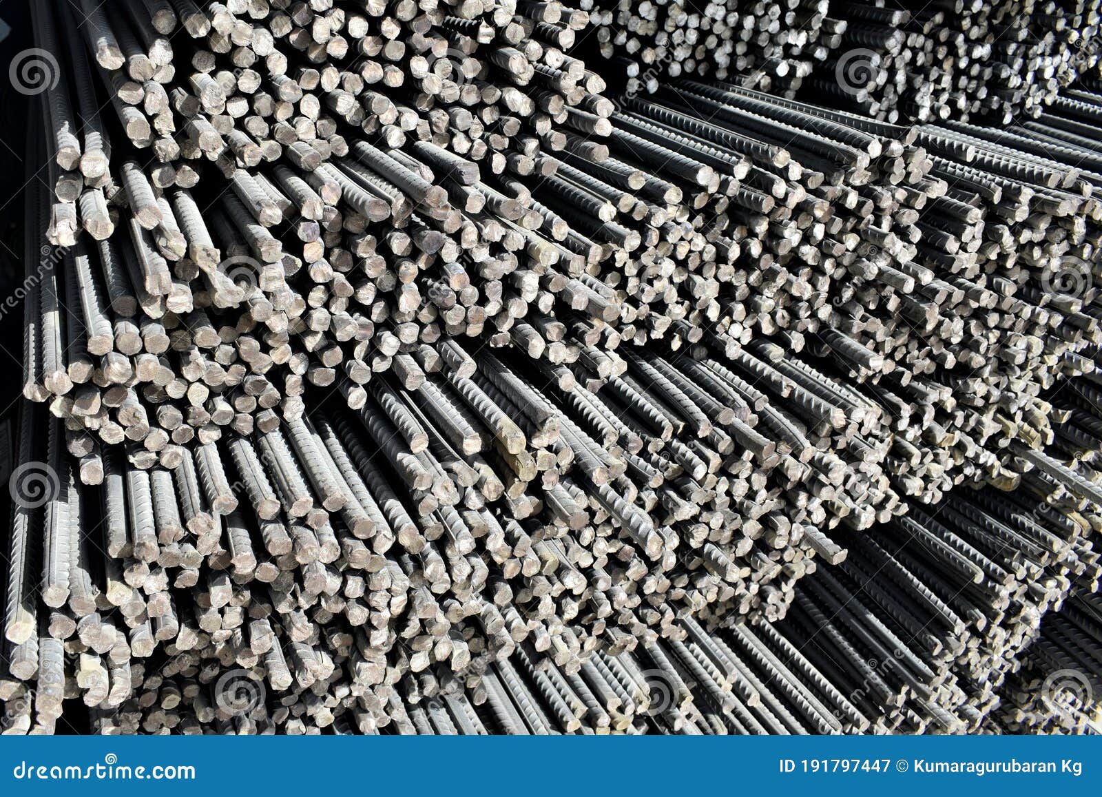 Rows of Steel Rod Storage and Stacking in the Warehouse for Industrial ...