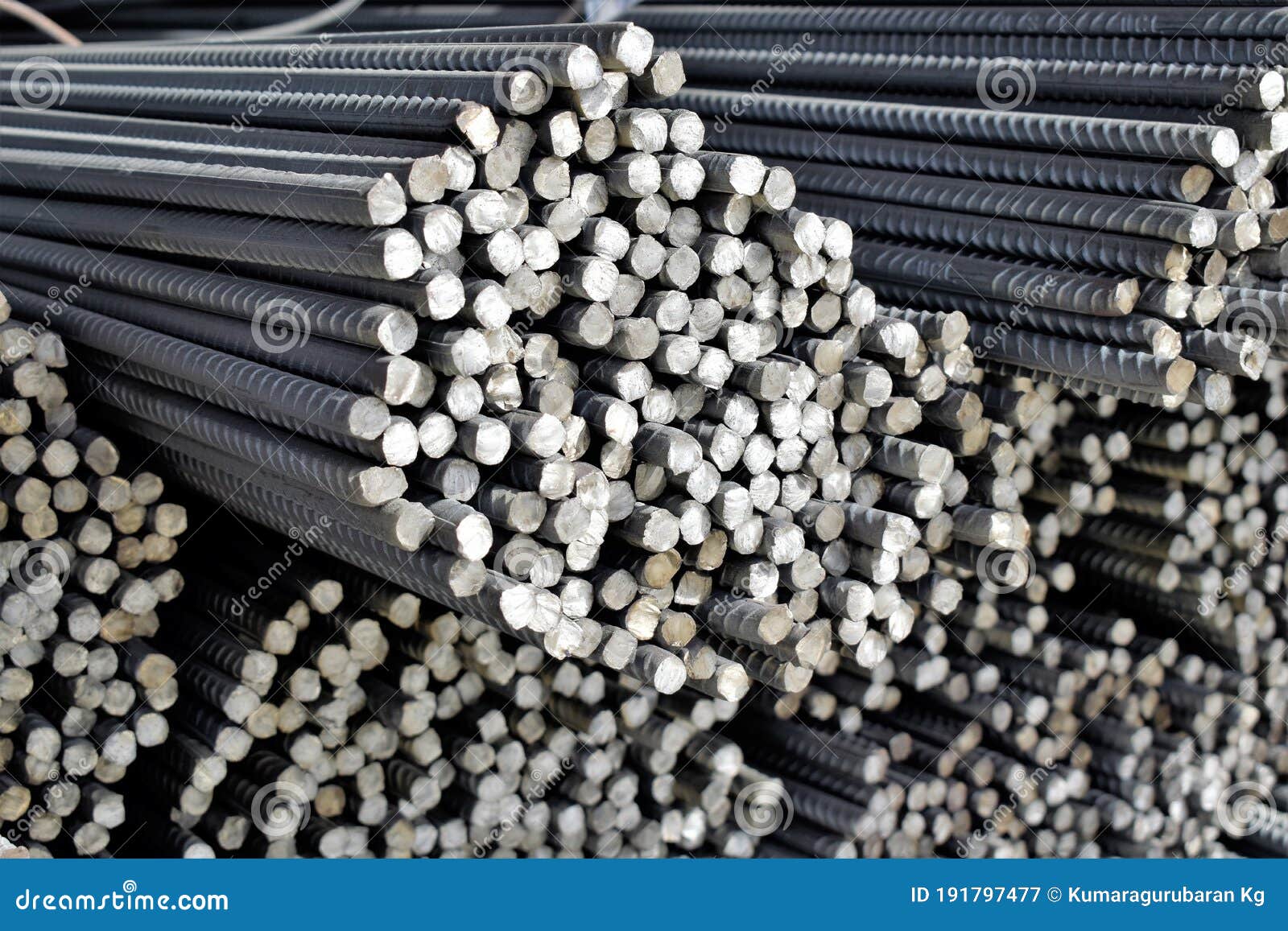 Rows of Steel Rod Storage and Stacking in the Warehouse for Industrial ...