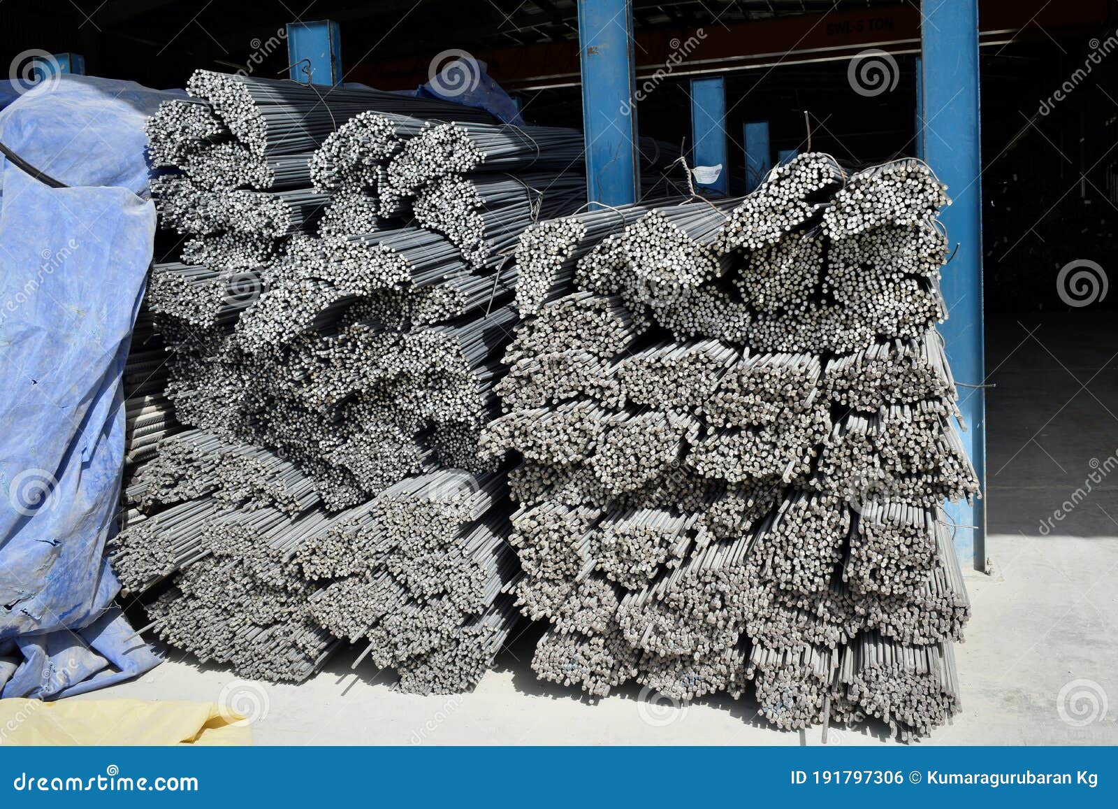 Rows of Steel Rod Storage and Stacking in the Warehouse for Industrial ...
