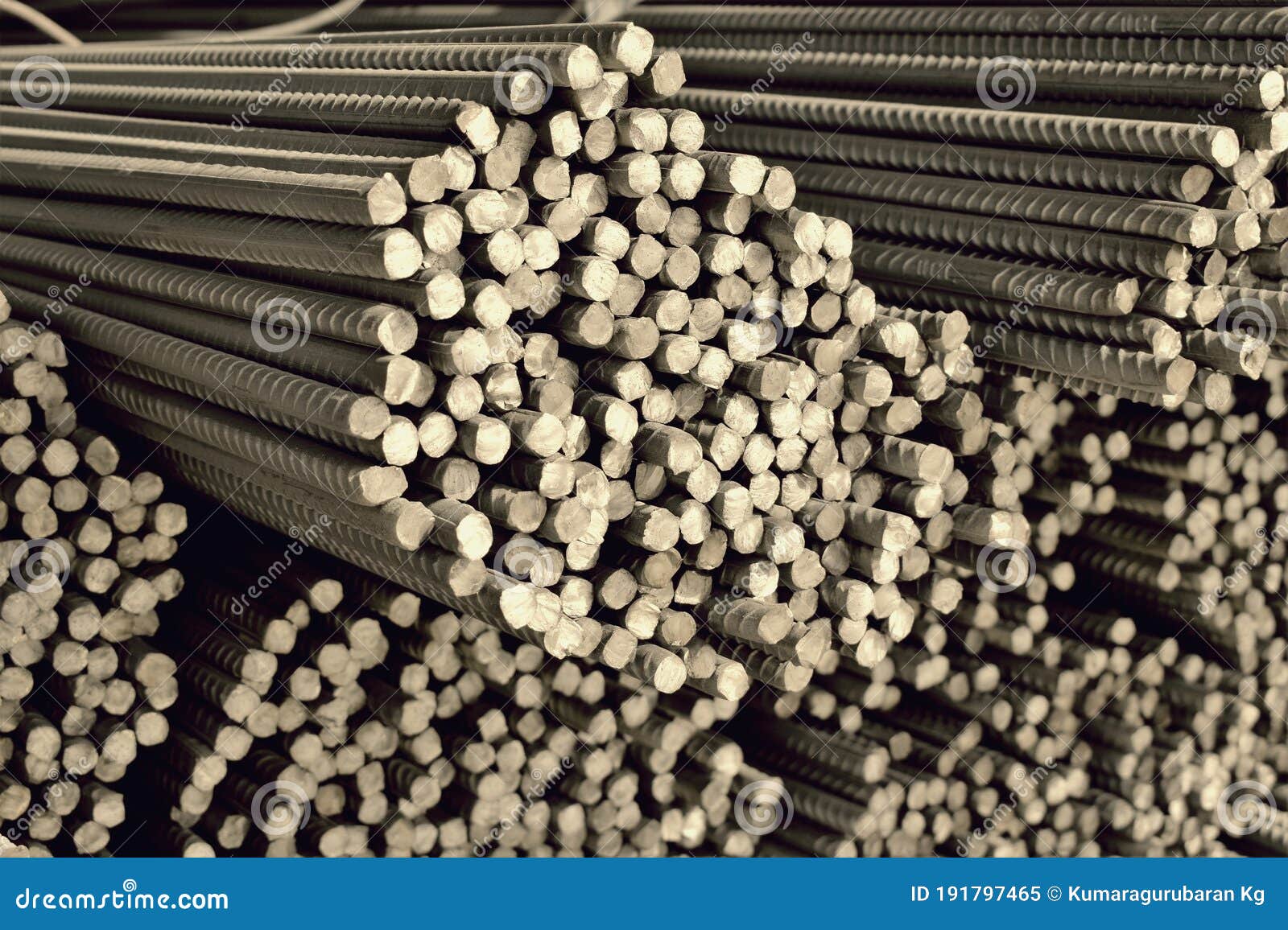 Rows of Steel Rod Storage and Stacking in the Warehouse for Industrial ...