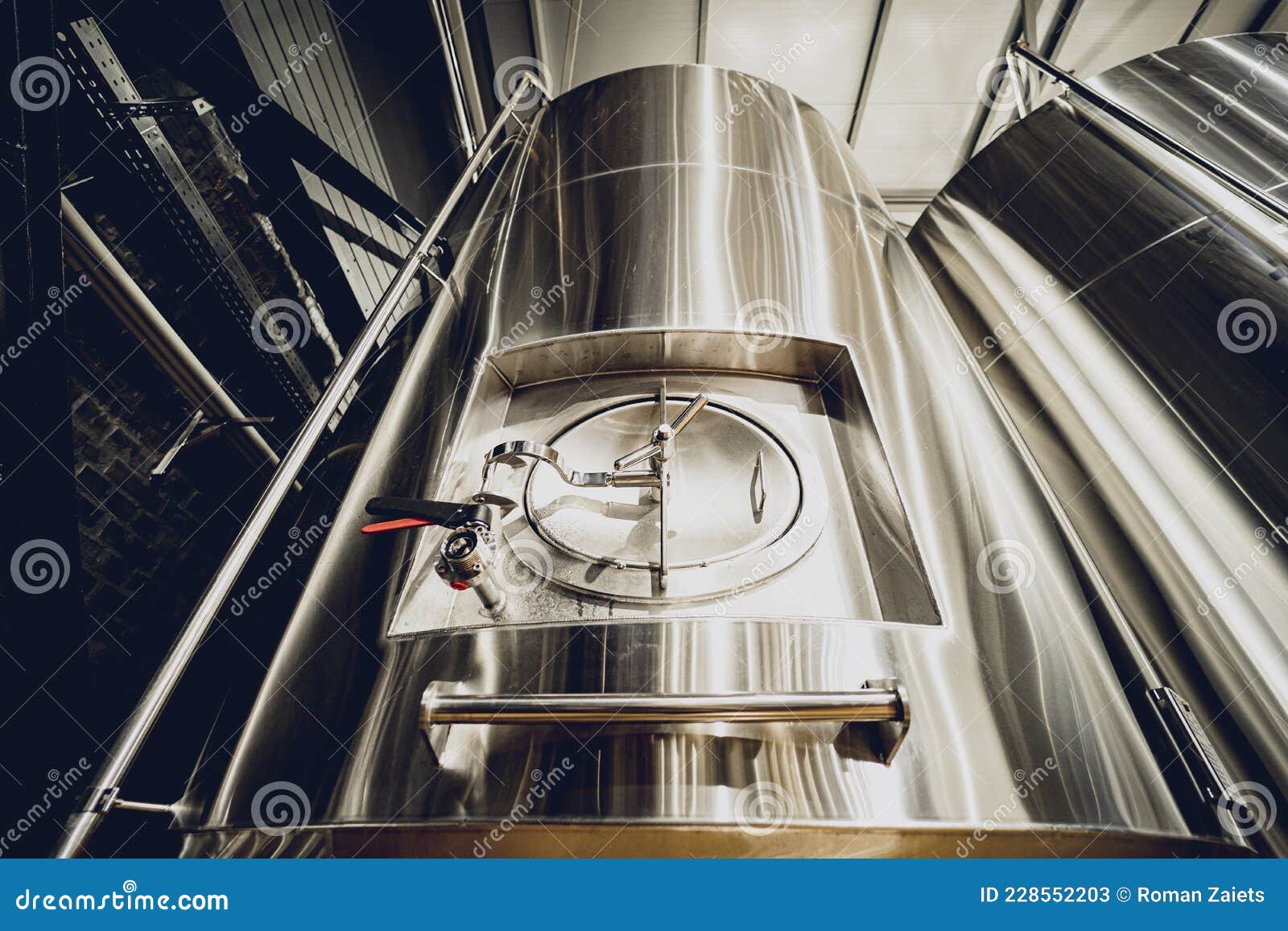 Rows of Steel Tanks for Beer Fermentation and Maturation in a Craft ...