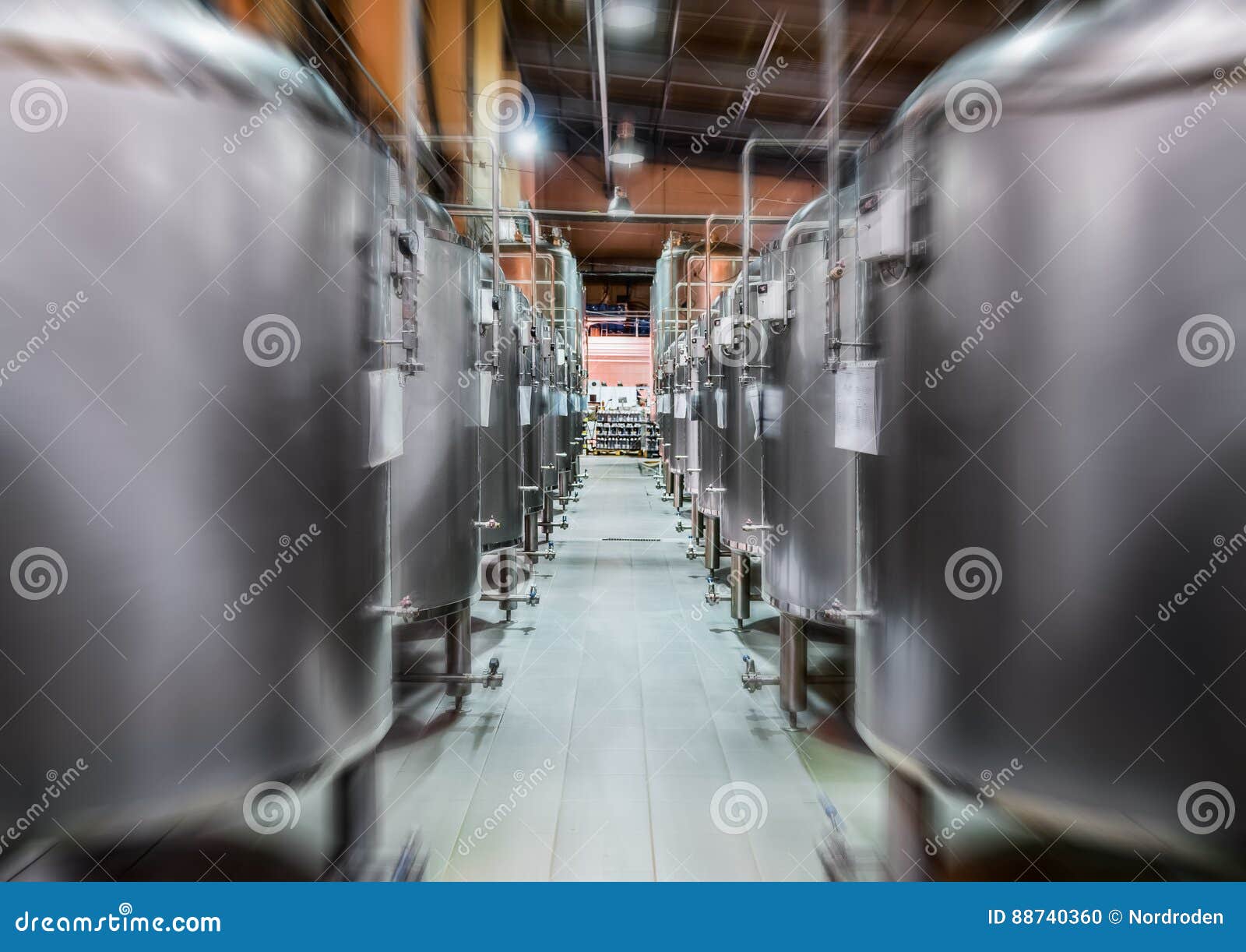 Rows of Steel Tanks for Beer Fermentation and Maturation. Stock Photo ...