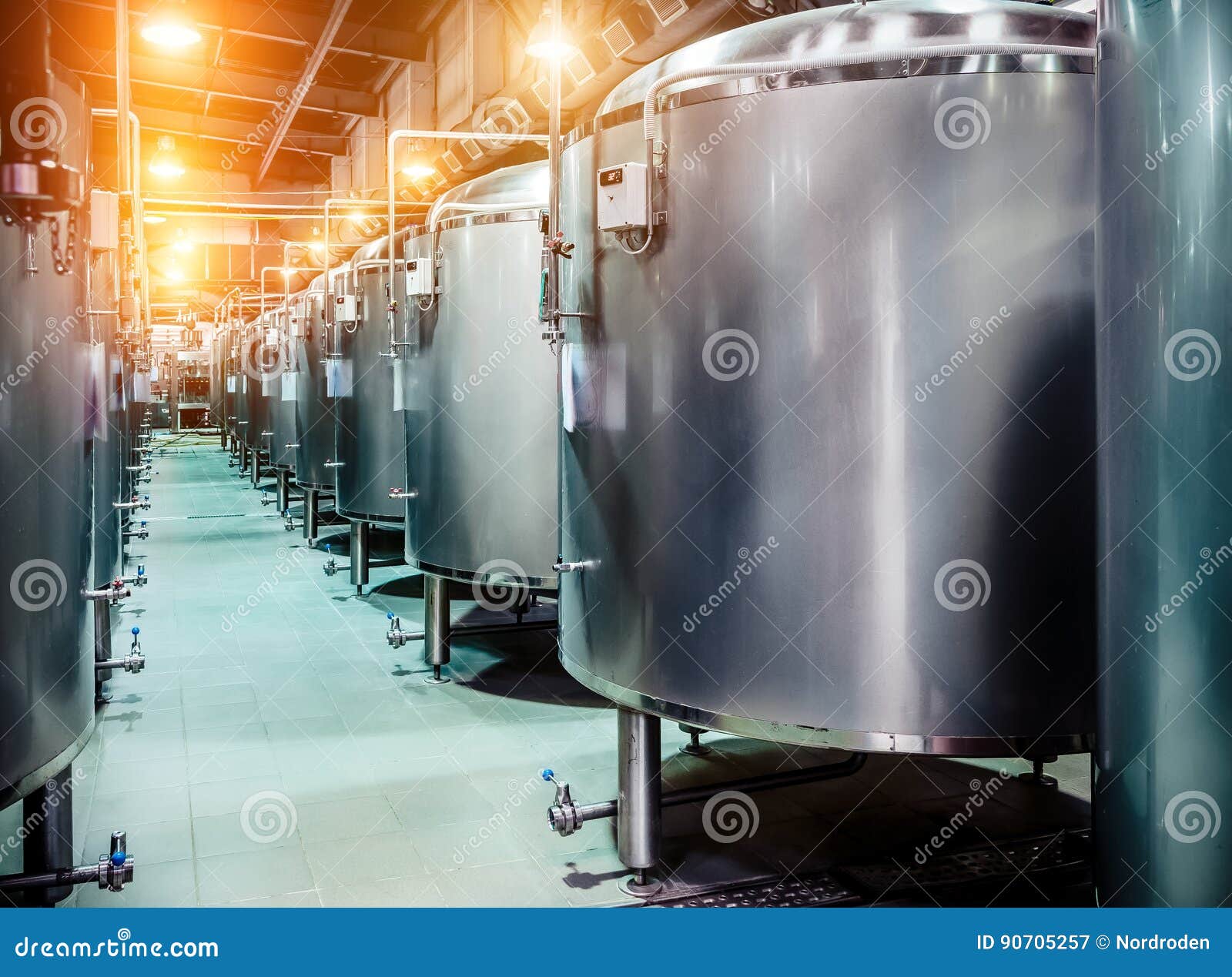 Rows of Steel Tanks for Beer Fermentation and Maturation. Stock Image ...