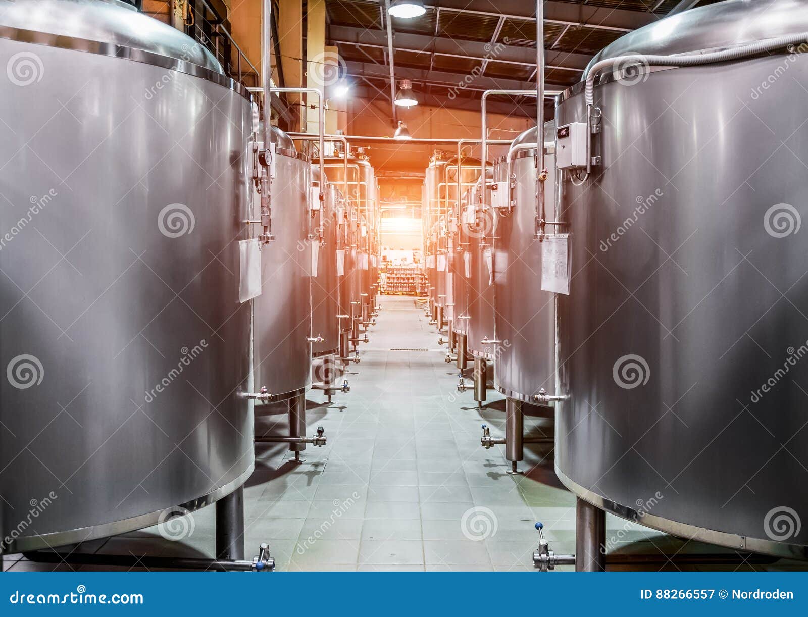 Rows of Steel Tanks for Beer Fermentation and Maturation. Stock Image ...